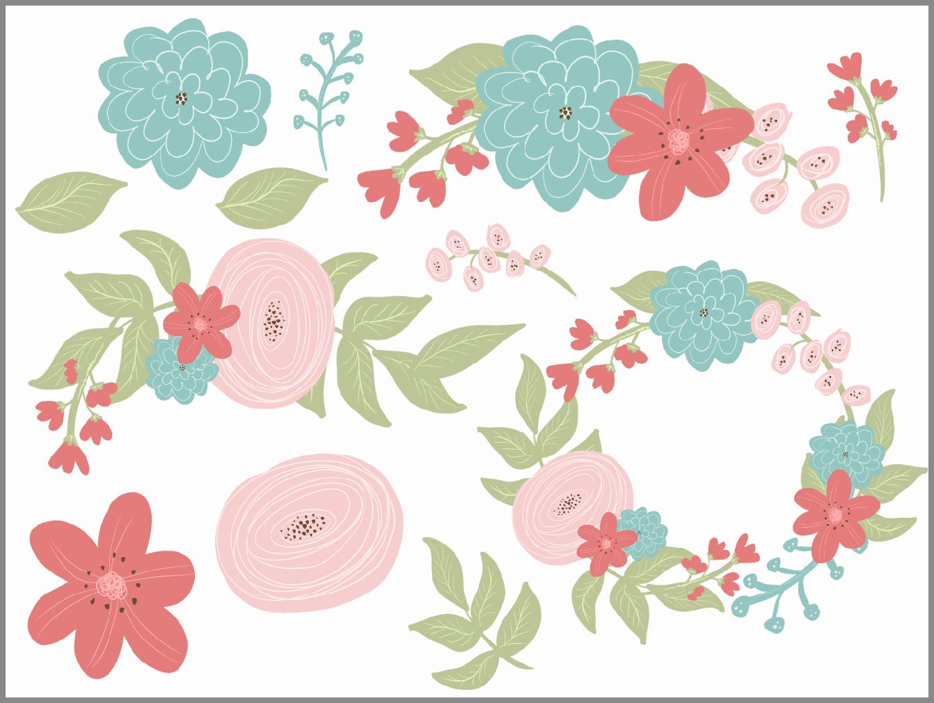 Flower Clipart Set - Etsy