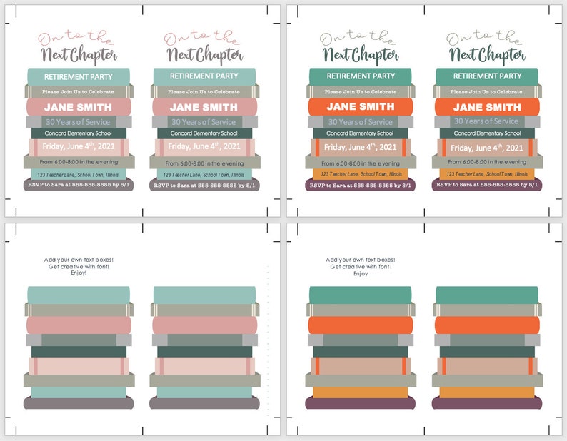 On to the Next Chapter Editable Teacher Retirement Invitation - Etsy