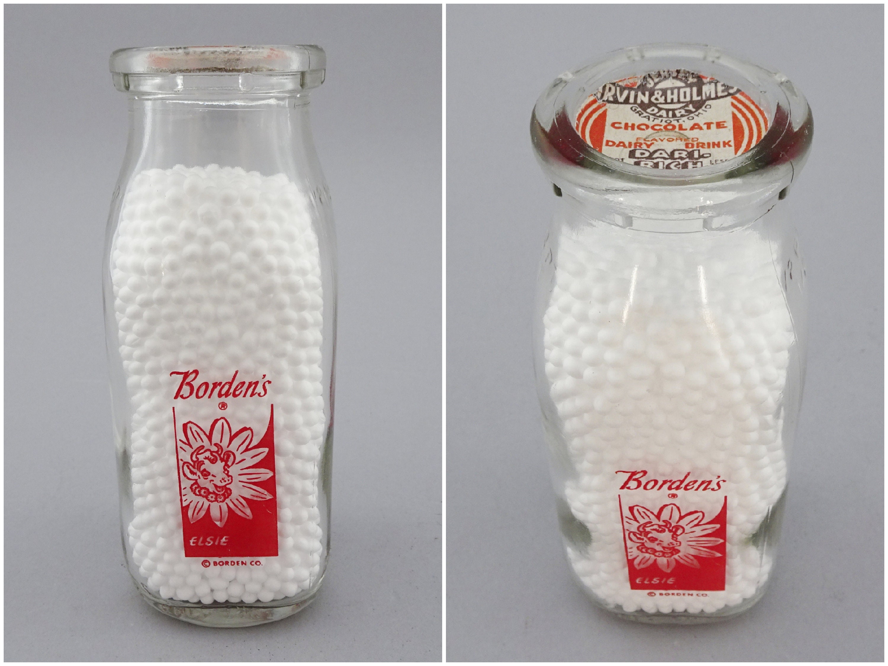 Collectibles Vintage Borden 1950's Elsie the Cow Half-Pint Milk Dairy Bottle Collectible Glass ...