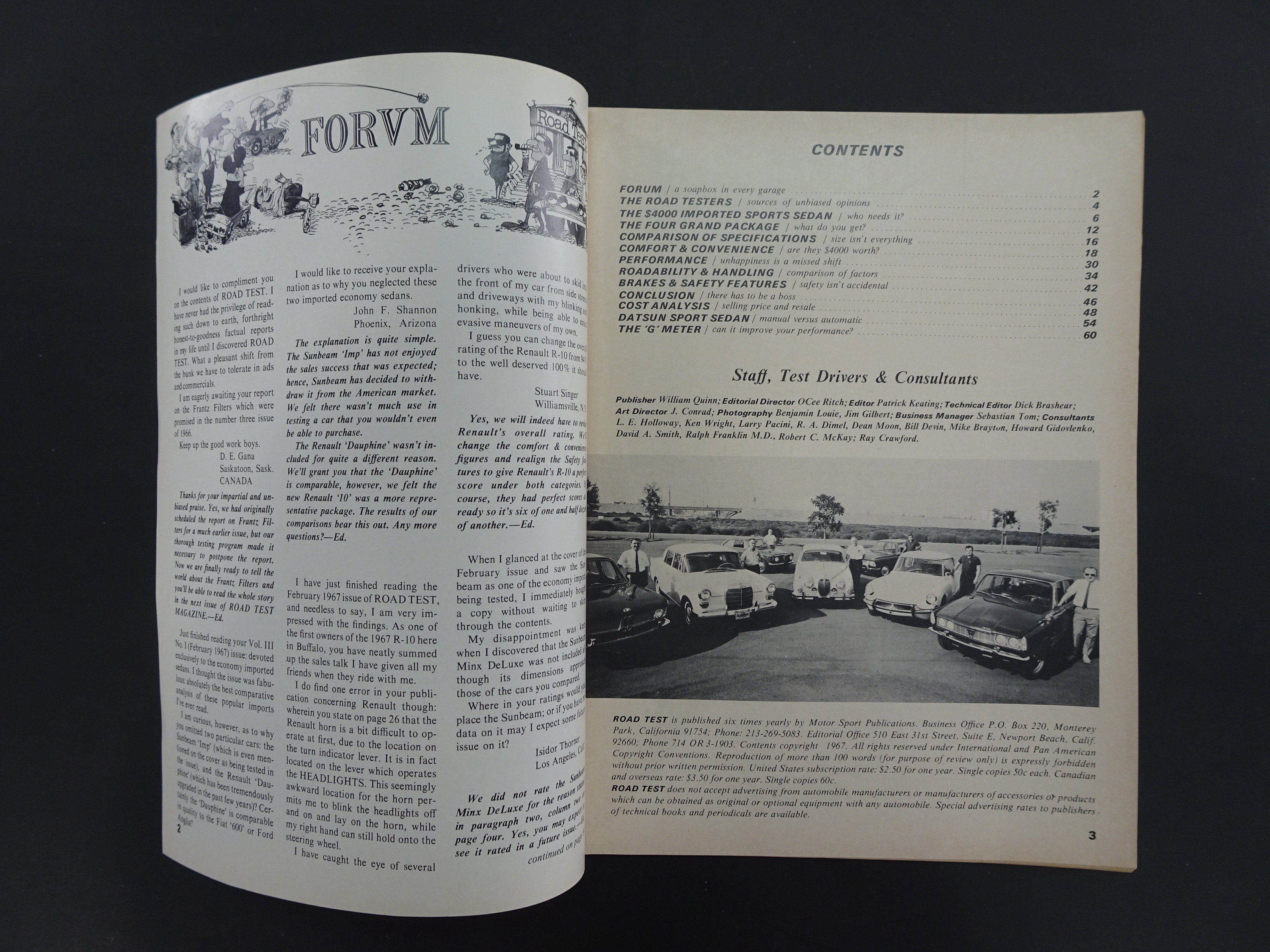 Road Test Magazine April, 1967 Vintage Automotive Car Review & Road ...