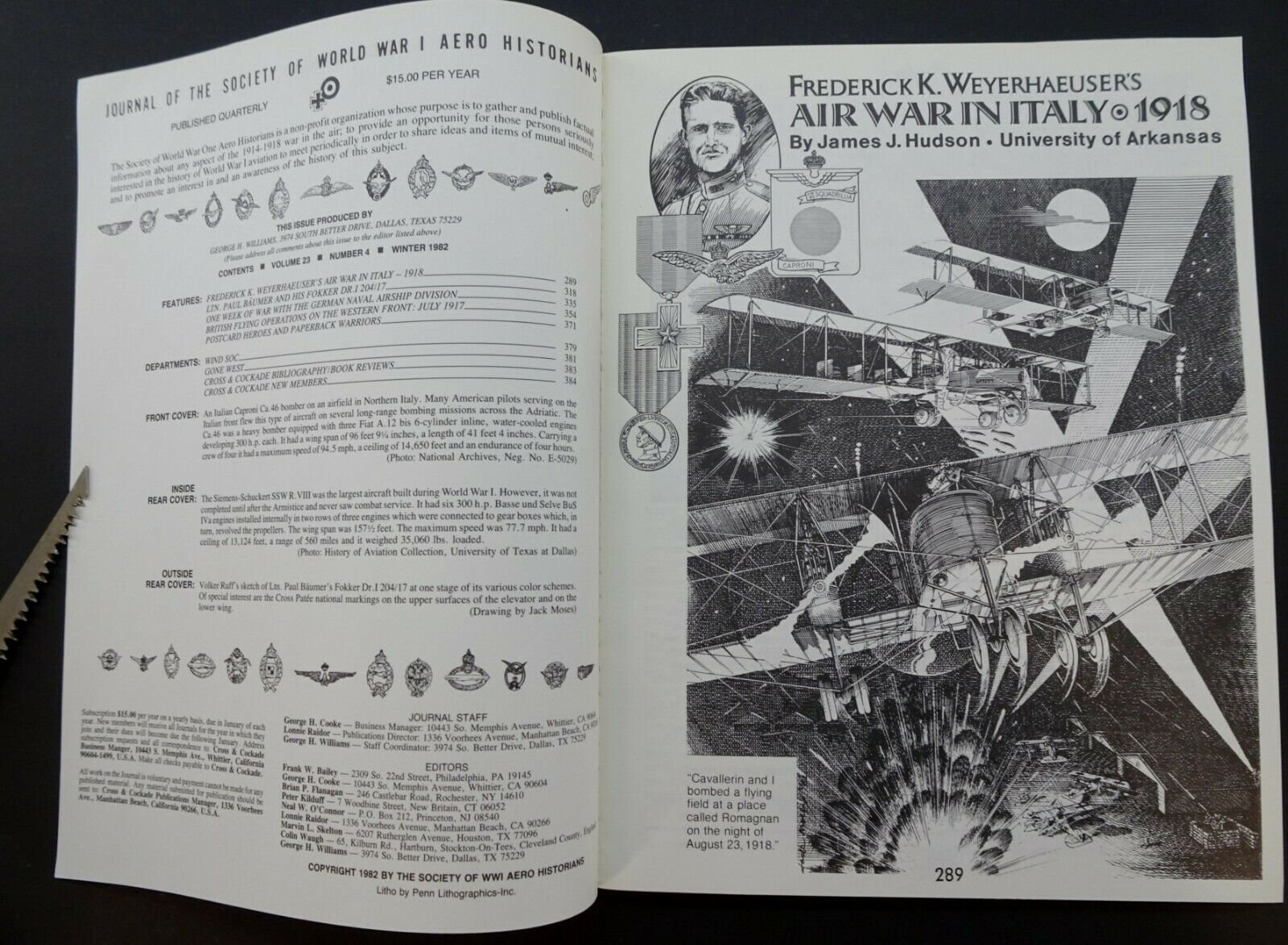 Cross & Cockade WW1 Aviation Journal Volume 23 Number 4 Winter 1982 ...