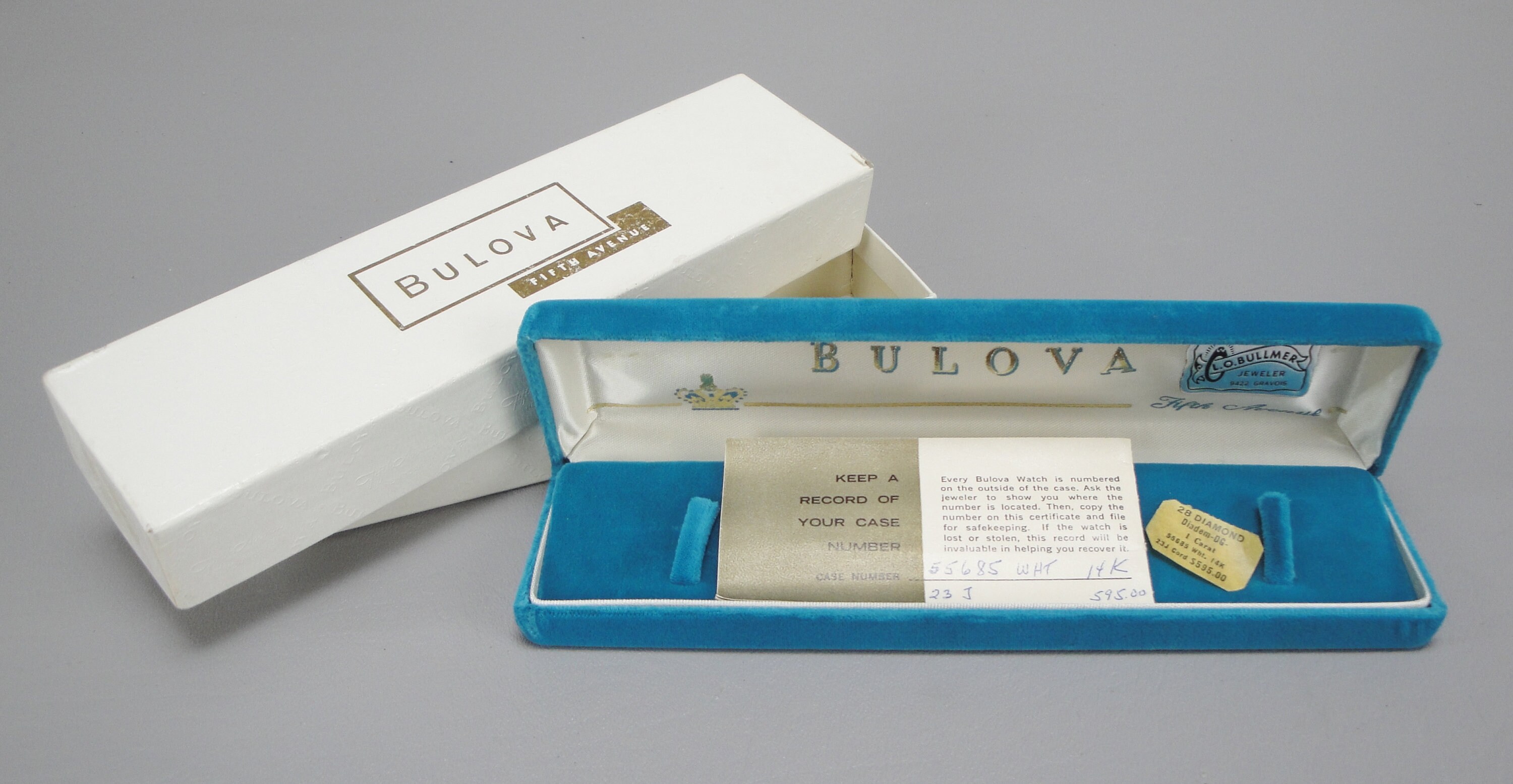 1960s Vintage Bulova Diadem DG Watch Box With Blue Velvet Case - Etsy UK