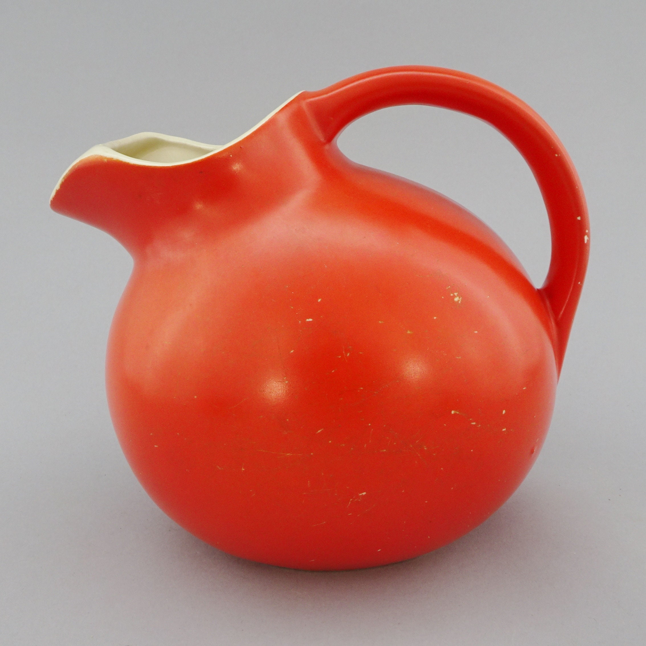 1930s 1940s Vintage Orange Ball Pitcher by Red Wing Mccoy Rumrill ...