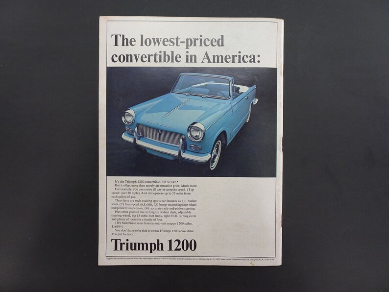 Car and Driver Magazine August, 1965, Vintage Automotive Car ...