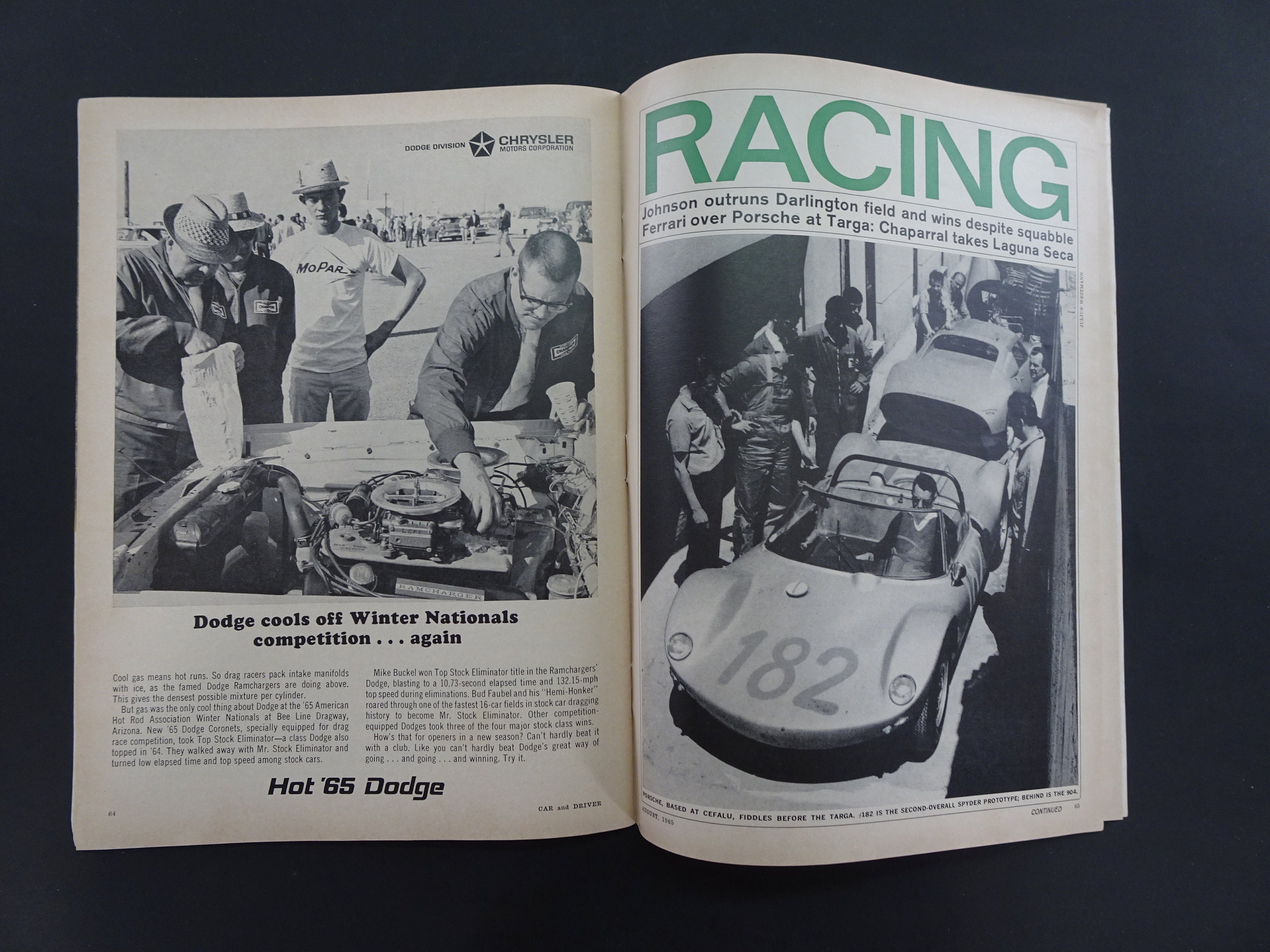 Car and Driver Magazine August, 1965, Vintage Automotive Car ...