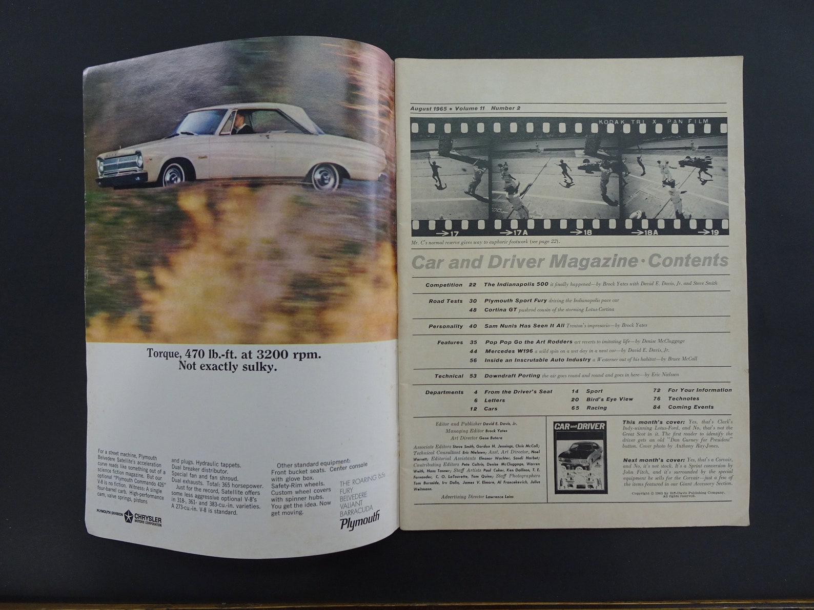 Car and Driver Magazine August, 1965, Vintage Automotive Car ...