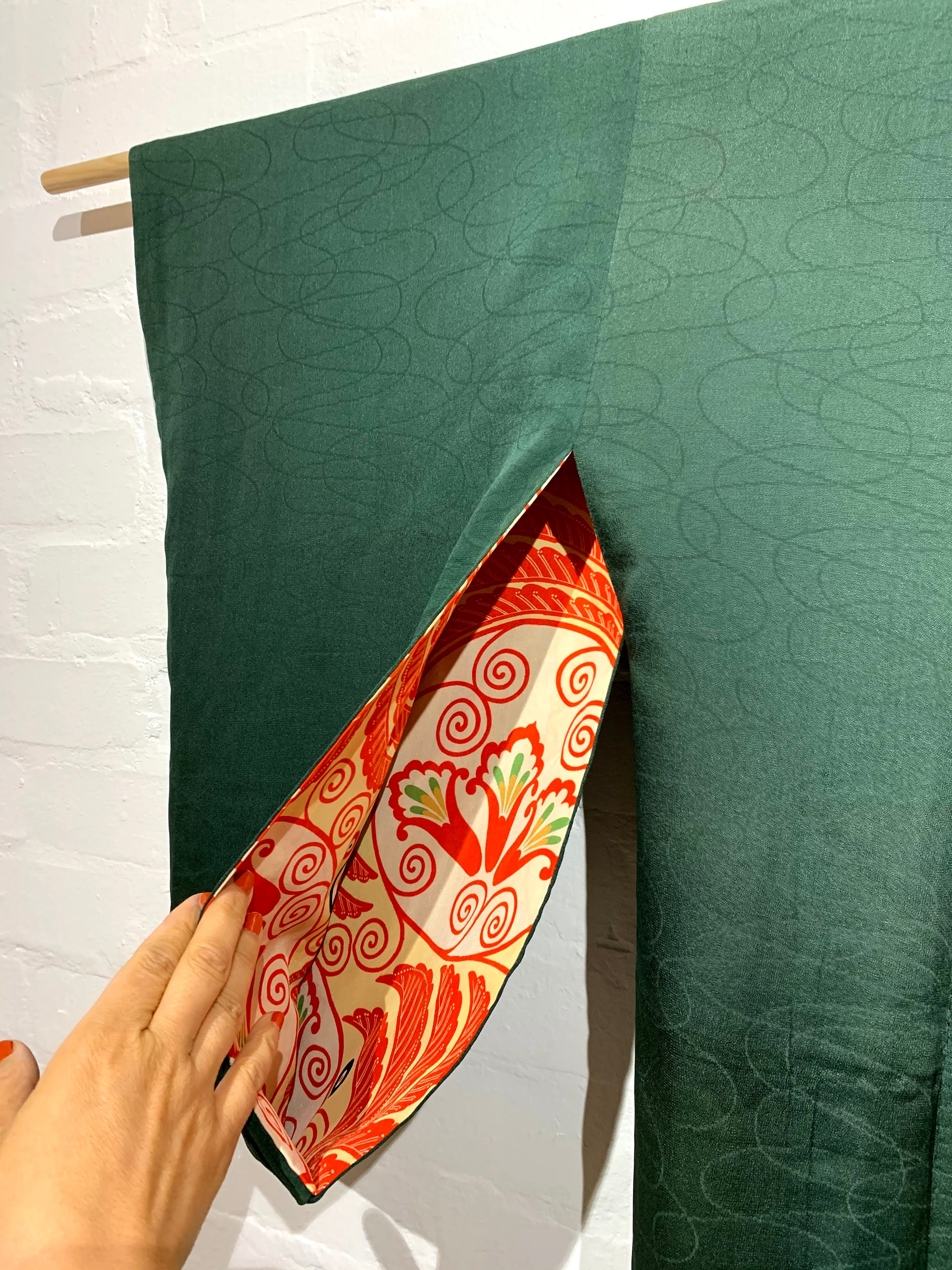 SOLD / Circa 1920-30s Vintage Silk Long Haori Jacket: Green with ...