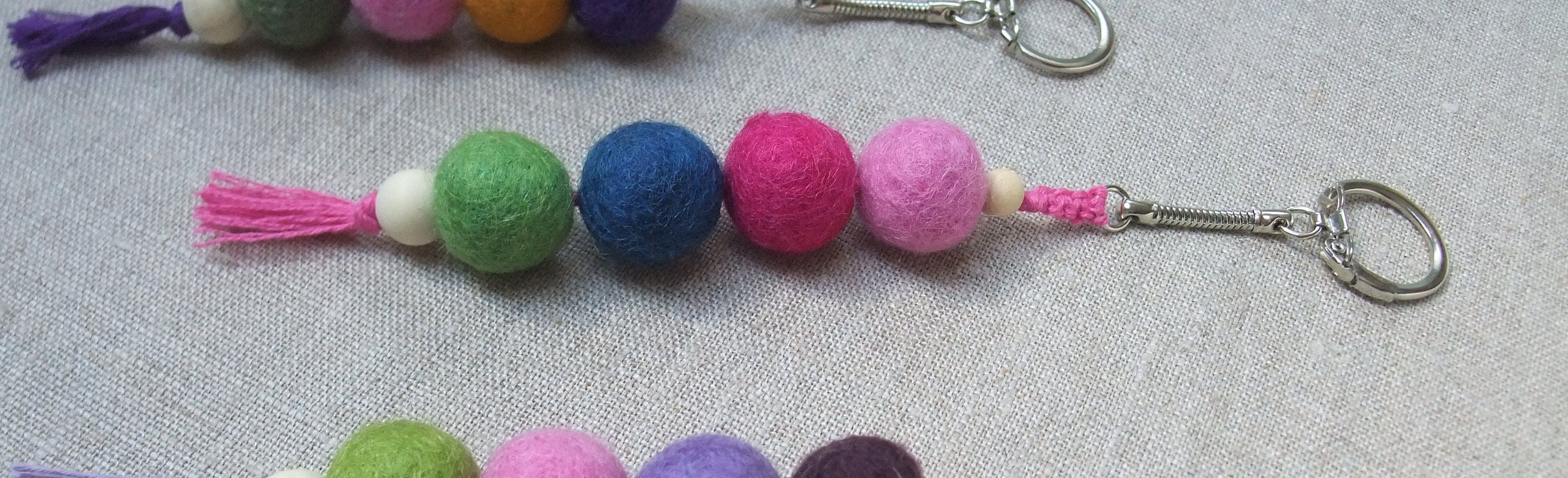 Felt Ball Key Chain, Pom Pom Key Chain, Felt Ball Key Ring, Handmade ...