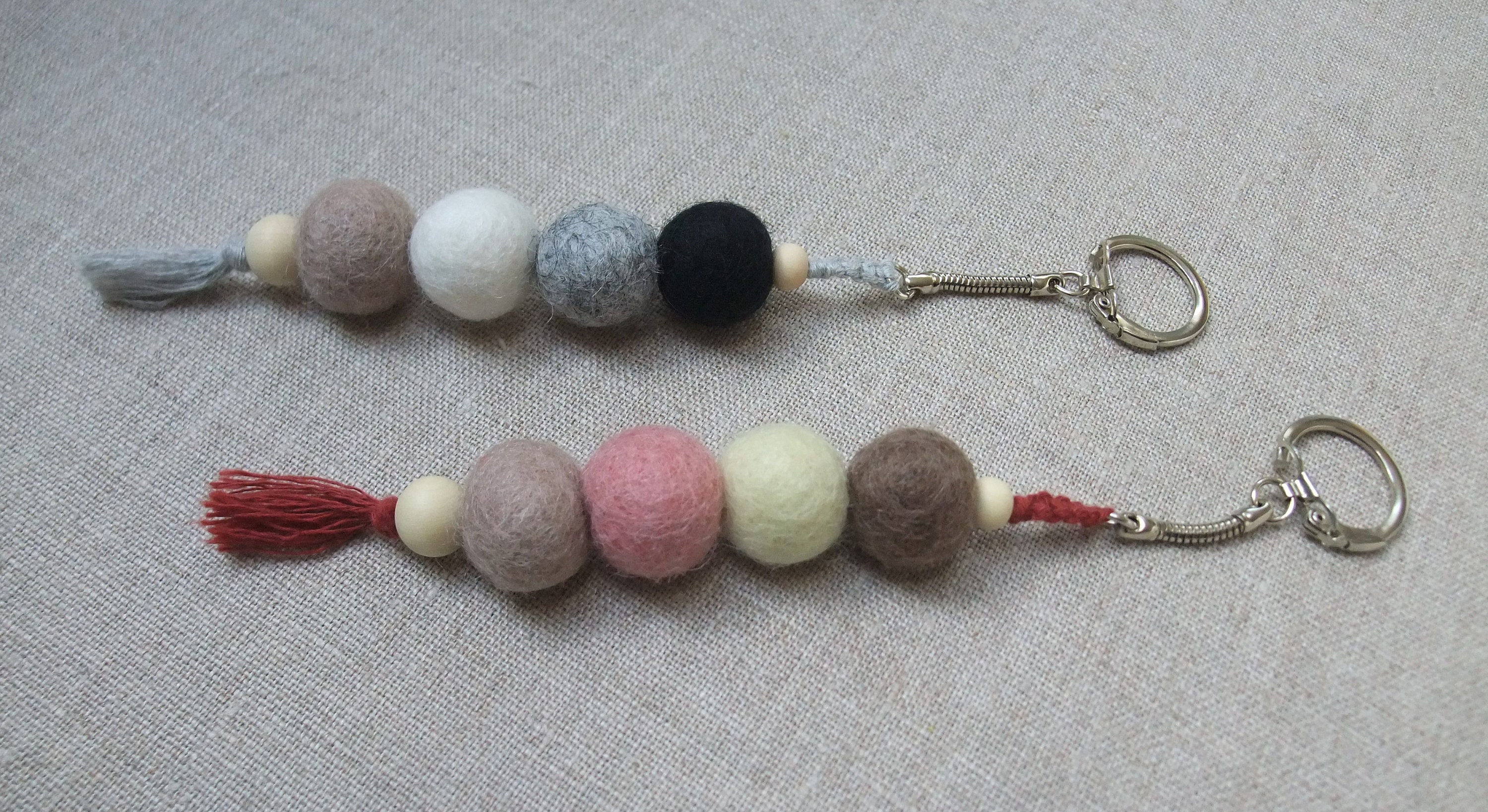 Felt Ball Key Chain, Pom Pom Key Chain, Felt Ball Key Ring, Handmade ...