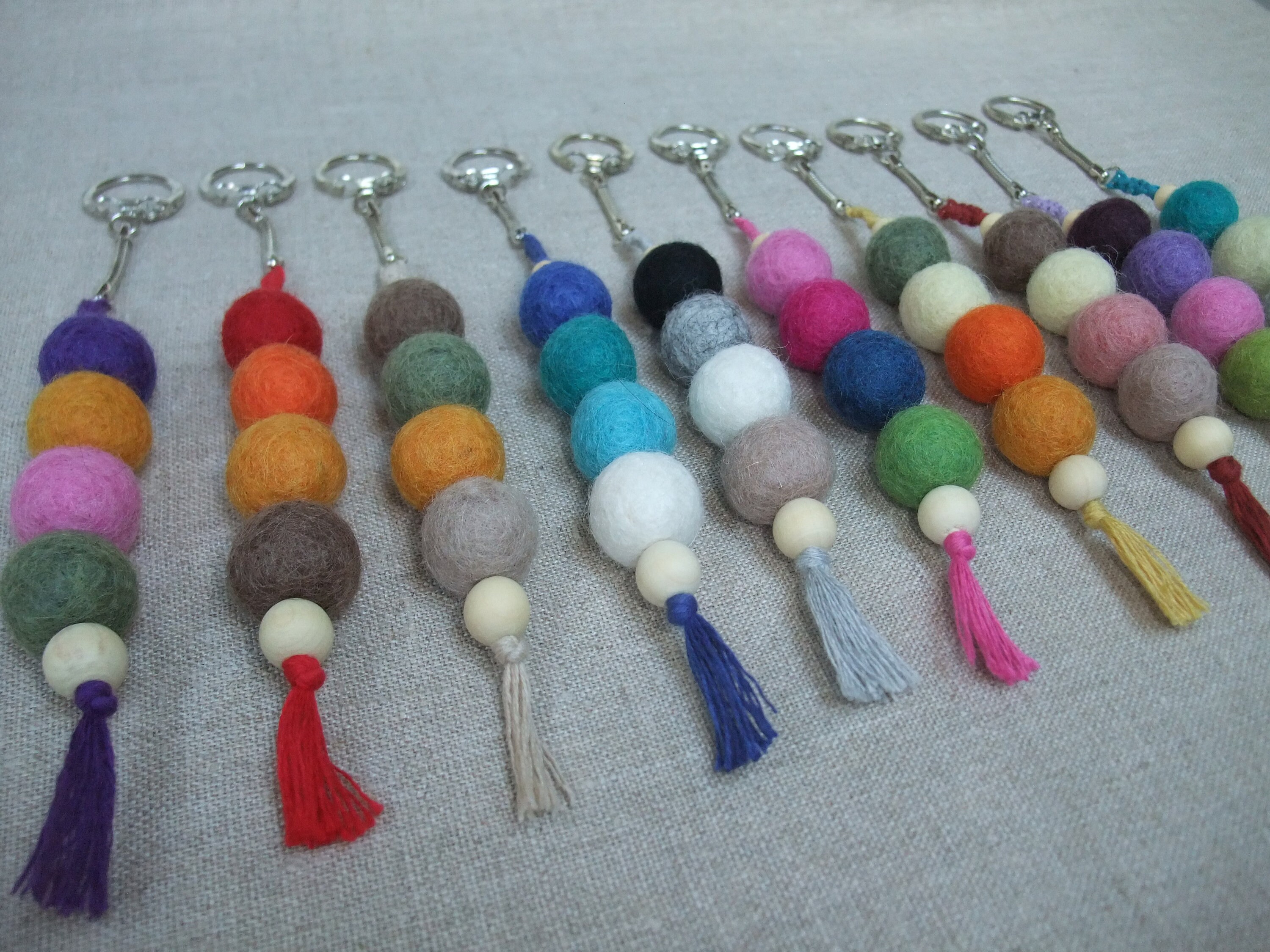 Felt Ball Key Chain, Pom Pom Key Chain, Felt Ball Key Ring, Handmade ...