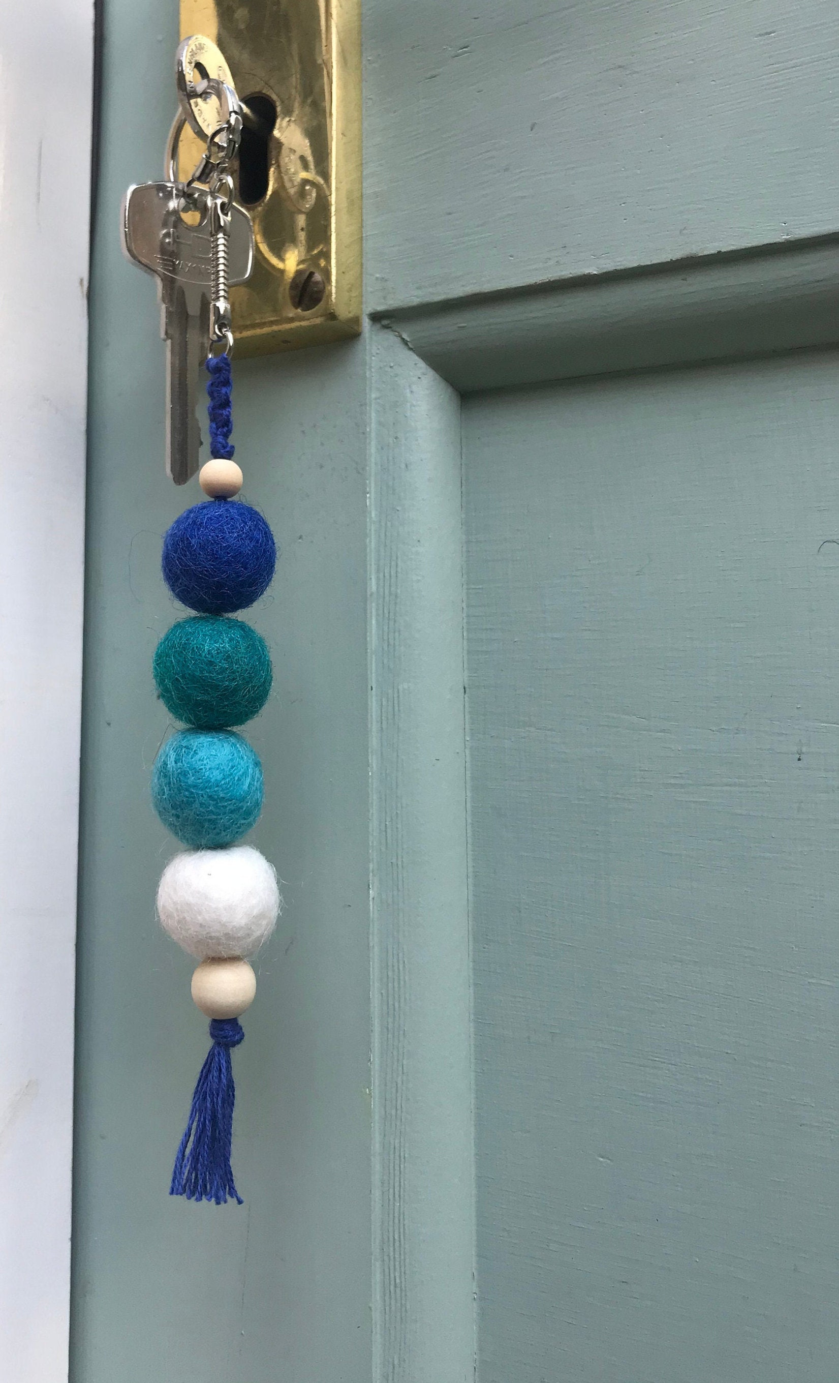 Felt Ball Key Chain, Pom Pom Key Chain, Felt Ball Key Ring, Handmade ...