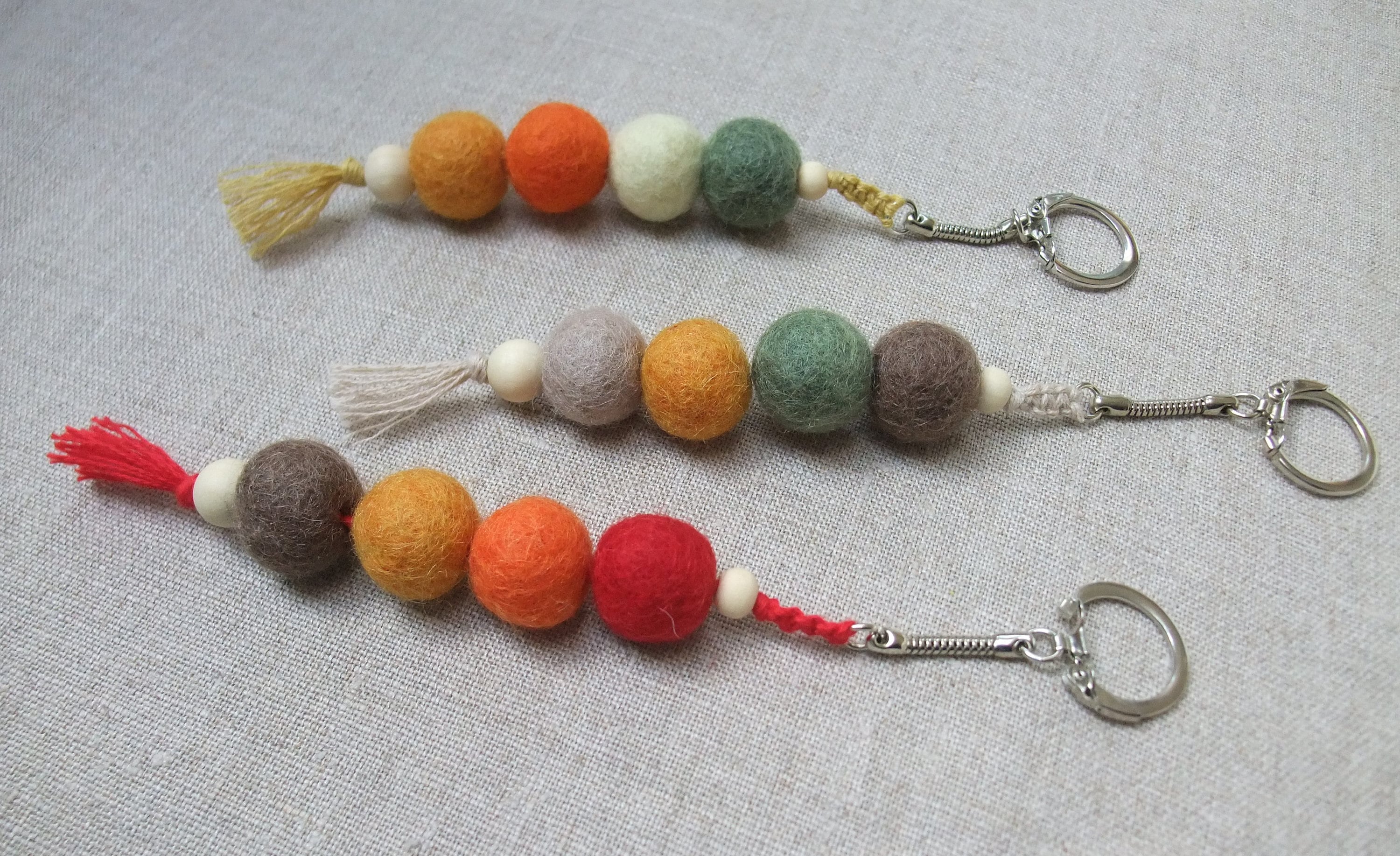 Felt Ball Key Chain, Pom Pom Key Chain, Felt Ball Key Ring, Handmade ...
