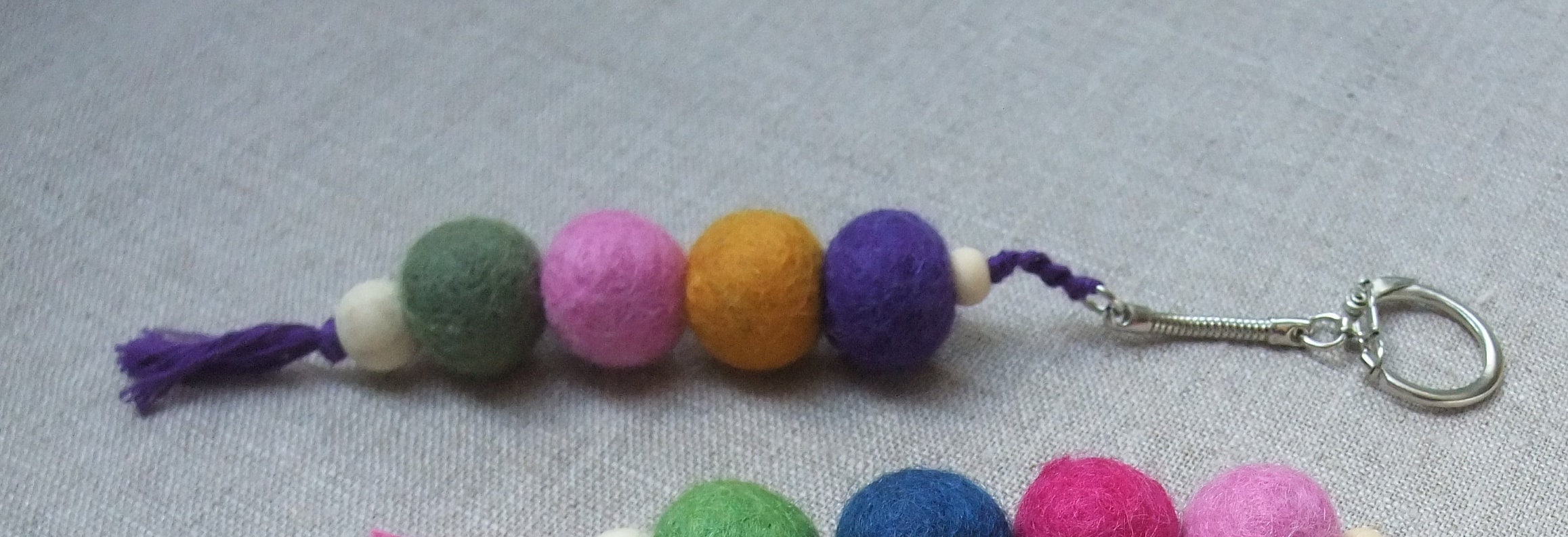Felt Ball Key Chain, Pom Pom Key Chain, Felt Ball Key Ring, Handmade ...