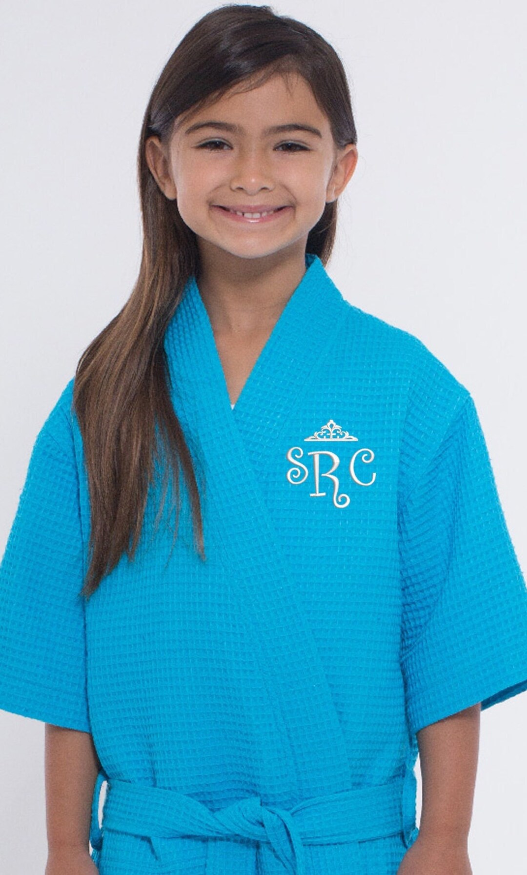 Kid's Monogramed Waffled Kimono Robe, Flower Girl or Junior Bridesmaid ...