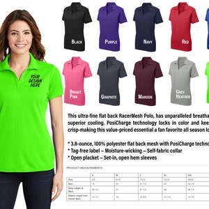 Custom Embroidered Ladies Performance Polo Shirt - Includes Left Chest ...