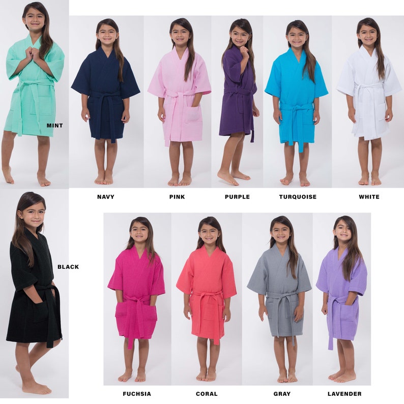 Kid's Monogramed Waffled Kimono Robe, Flower Girl or Junior Bridesmaid ...