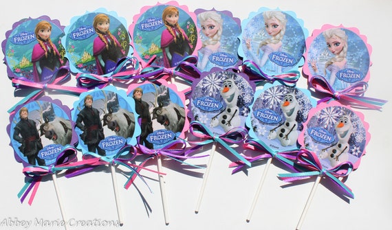 Frozen inspired BIrthday Cupcake Toppers featuring Elsa, Anna, Olaf ...