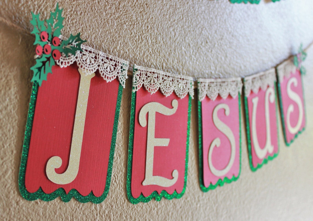 Merry Christmas Banner Happy Birthday Jesus Happy Holidays - Etsy