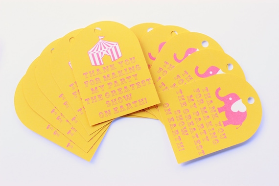 Circus Themed Birthday Party Favor Tags - Big Top Tent - Elephant by ...
