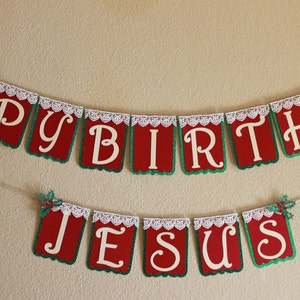 Merry Christmas Banner Happy Birthday Jesus Happy Holidays - Etsy