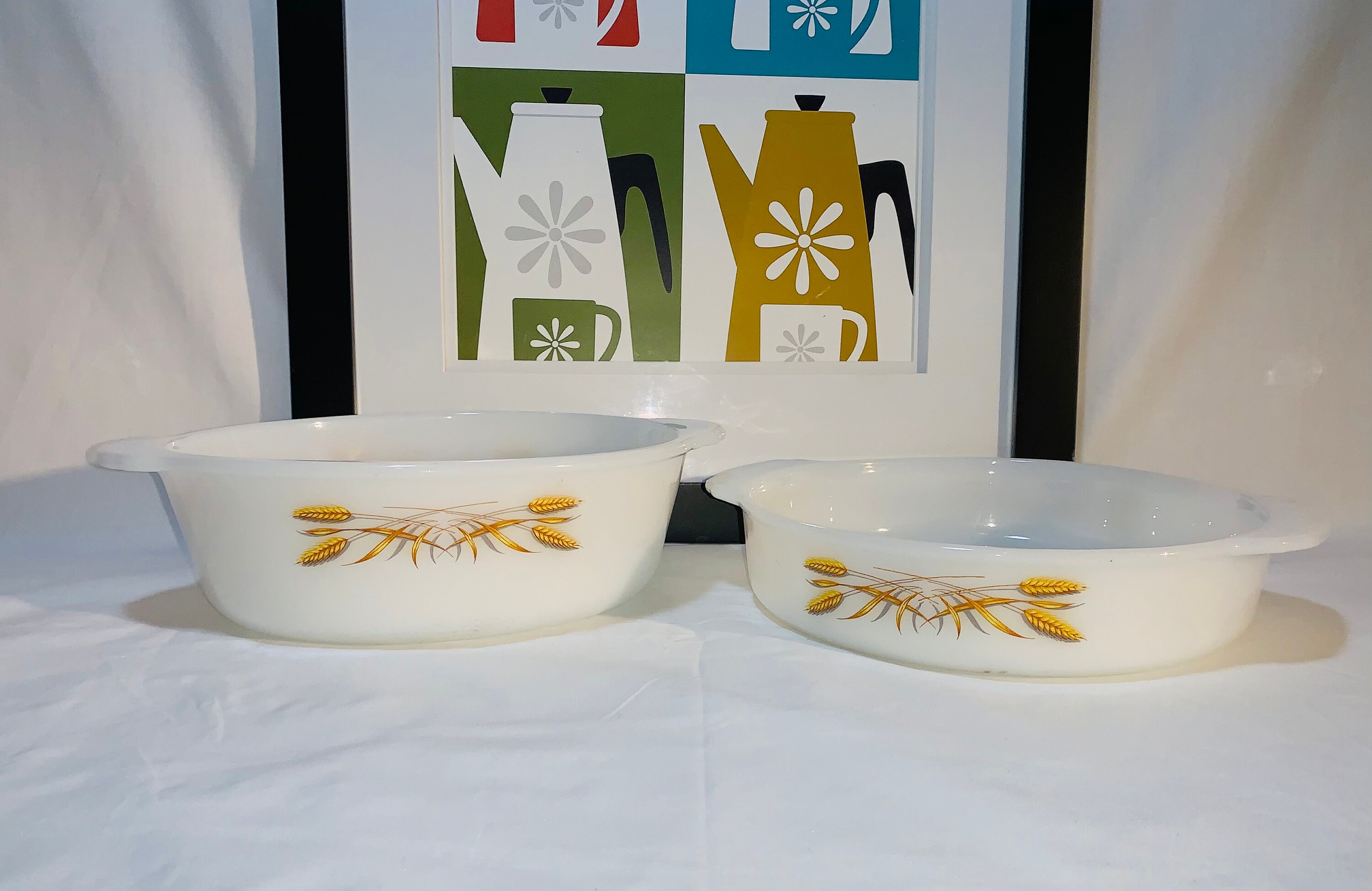 Mid Century Fire King Golden Wheat Bakeware, Vintage Ovenware, Retro ...