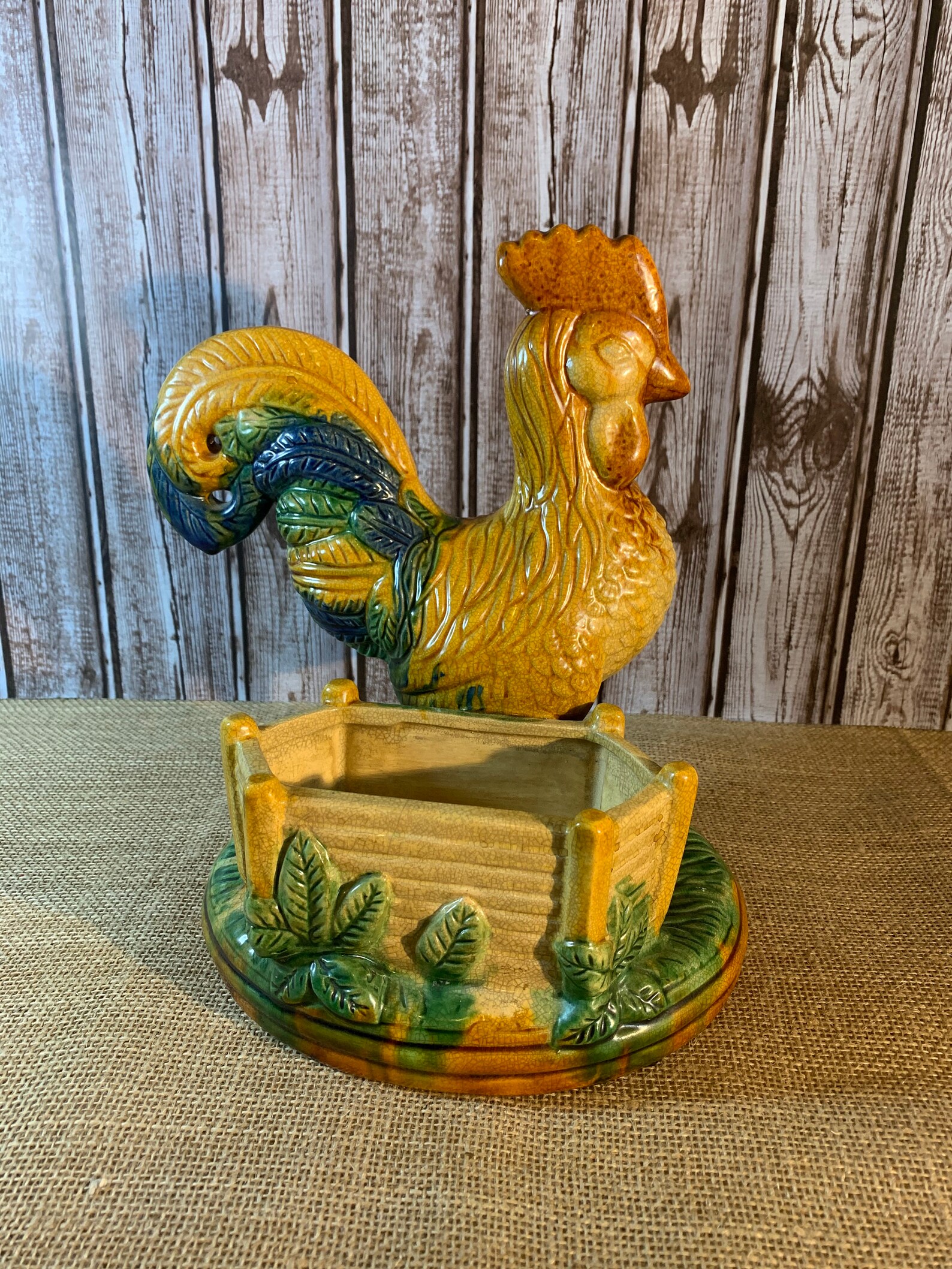 Vintage Style Ceramic Rooster Planter, Rooster Themed Decor, Rustic ...