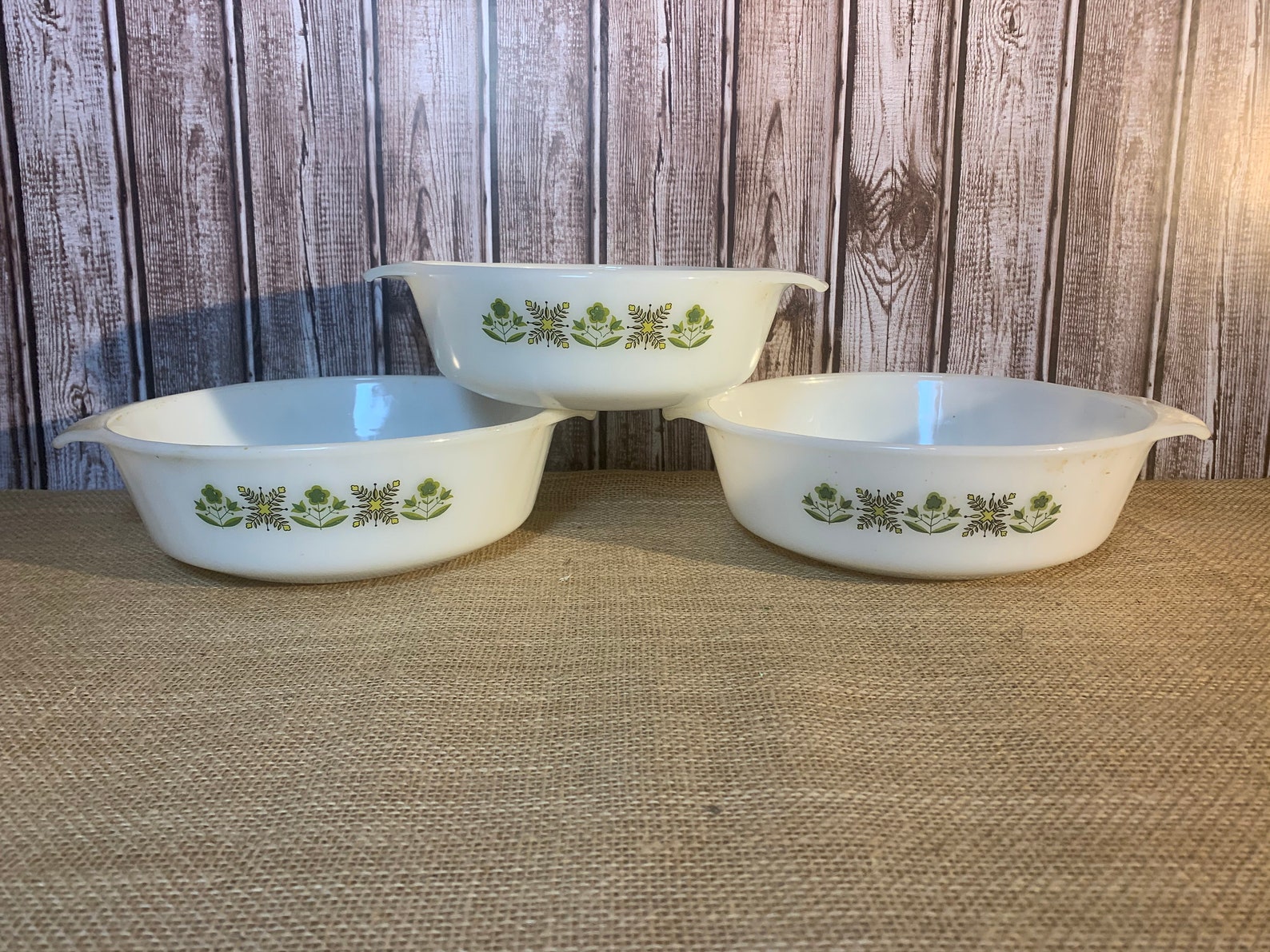 Fire King Green Meadow Ovenware Set of Three Fire King | Etsy