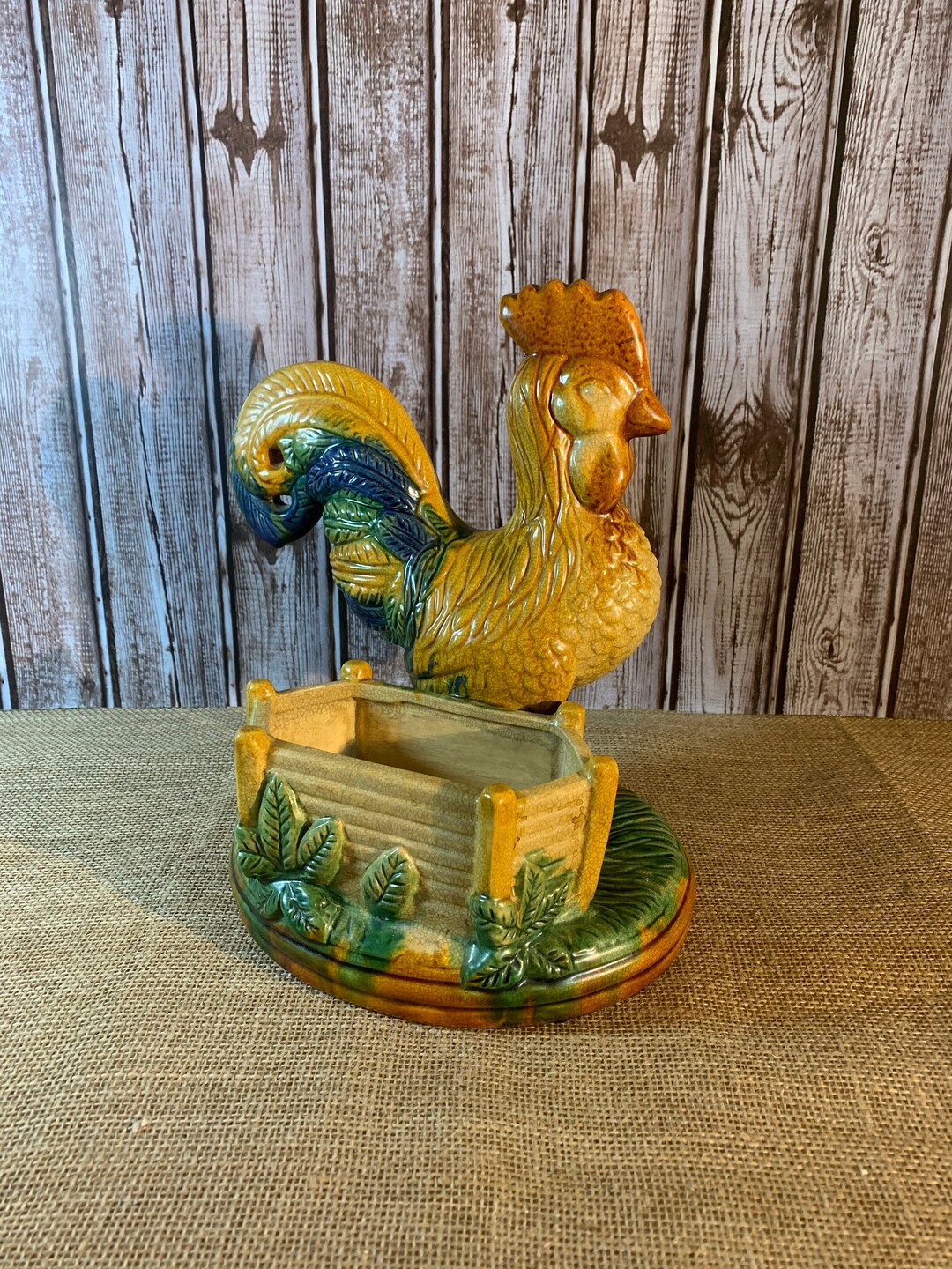Vintage Style Ceramic Rooster Planter, Rooster Themed Decor, Rustic ...