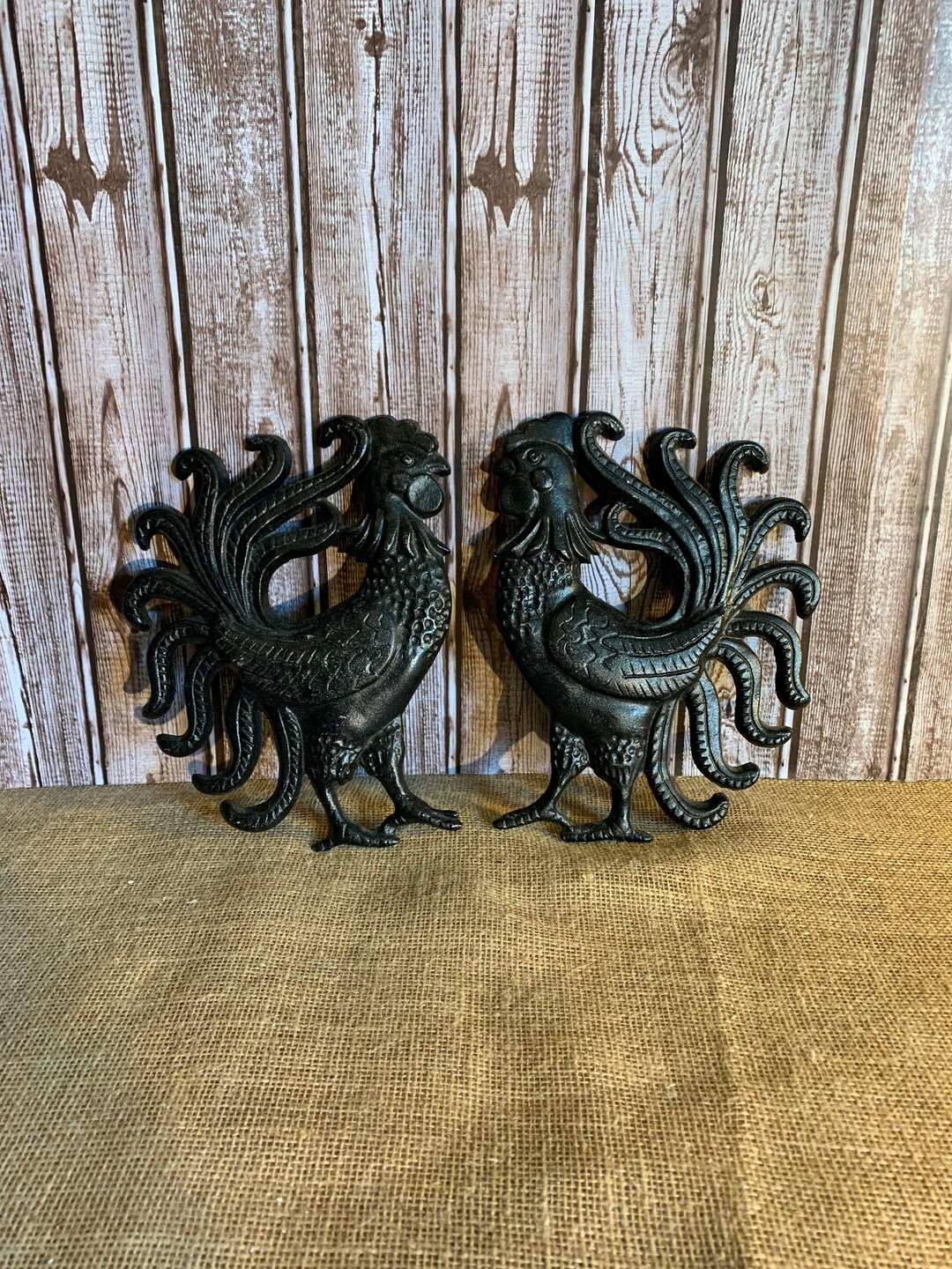 Cast Iron Rooster Wall Decor, Vintage Roosters - Etsy