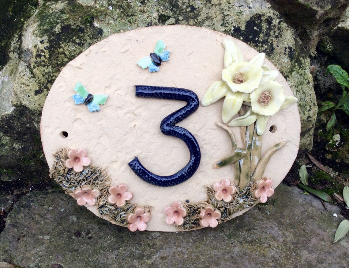 House Numbers Address Plaque Daffodil Door Number. - Etsy UK