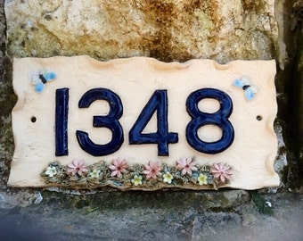 Ceramic House Name Sign Personalised Address Number Plaque. | Etsy