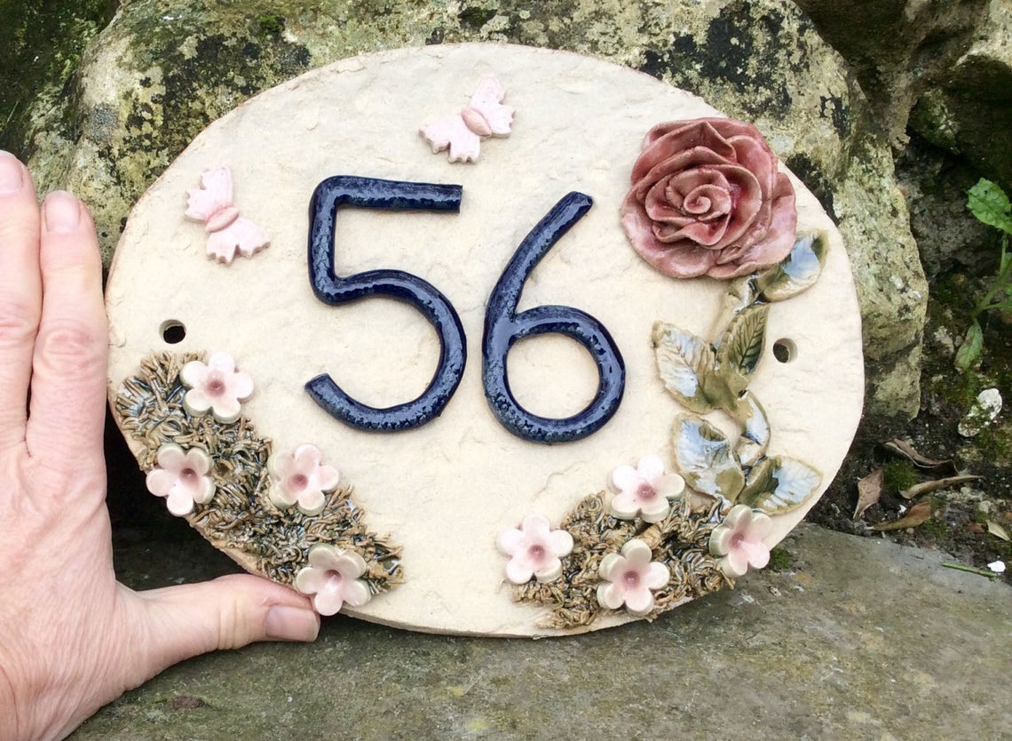 Door Sign House Number Plaque Ceramic Door Numbers Yard - Etsy