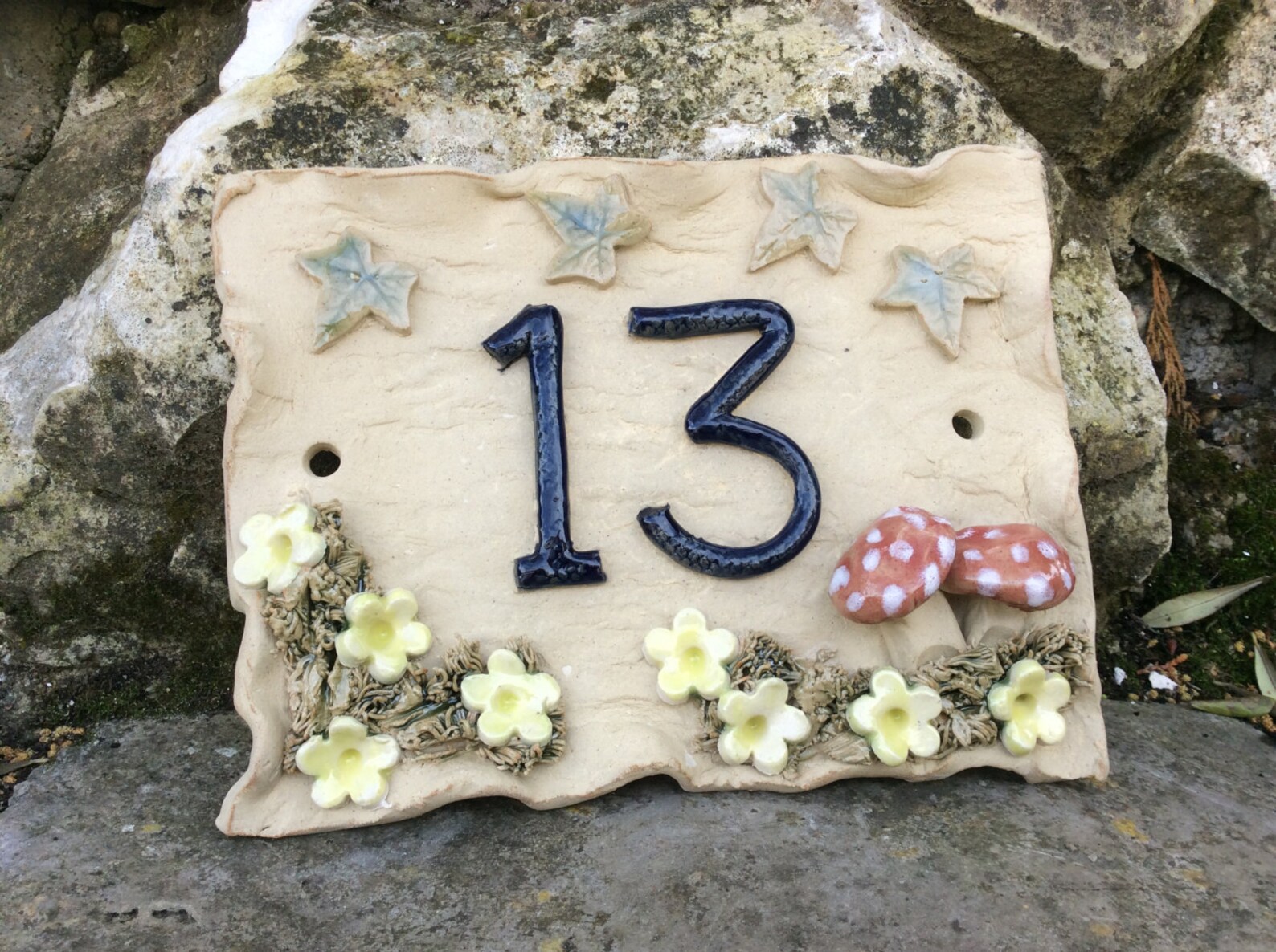 House Number Plaque Ceramic Door Sign Cottage Garden Design. - Etsy UK