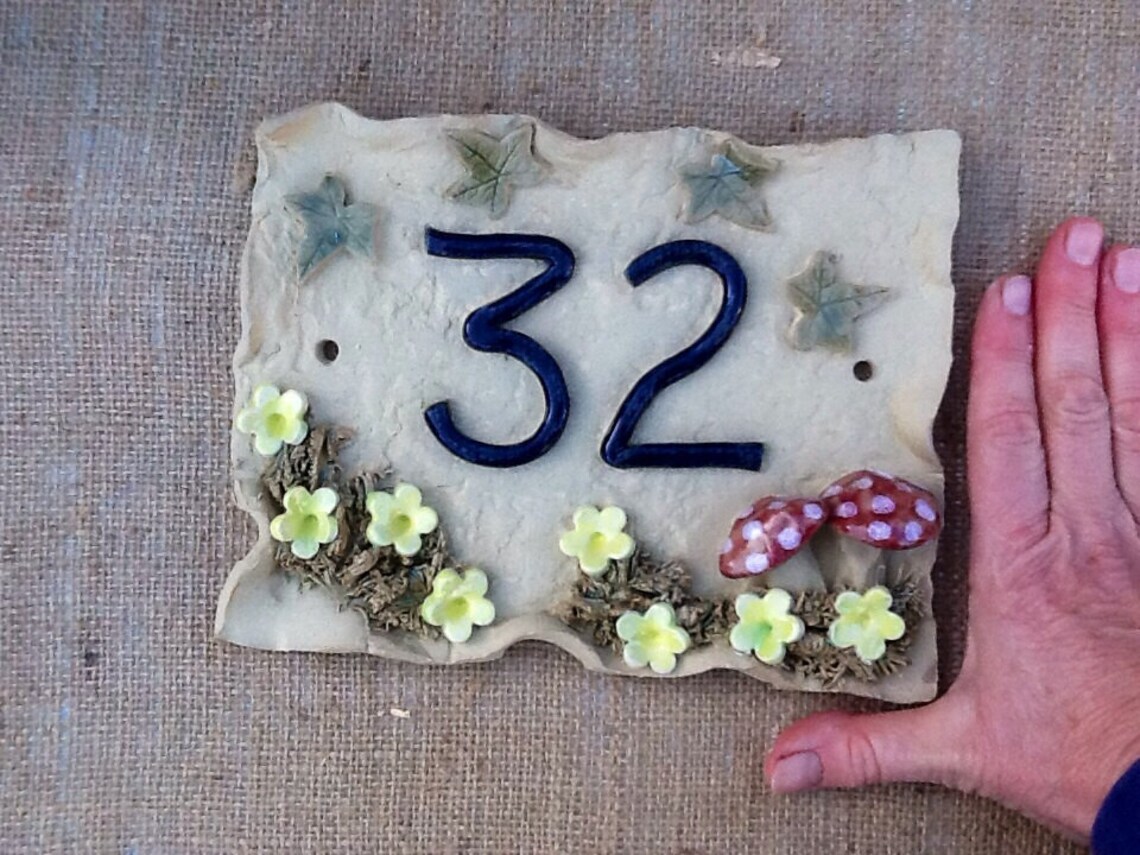House Number Plaque Ceramic Door Sign Cottage Garden Design. - Etsy UK