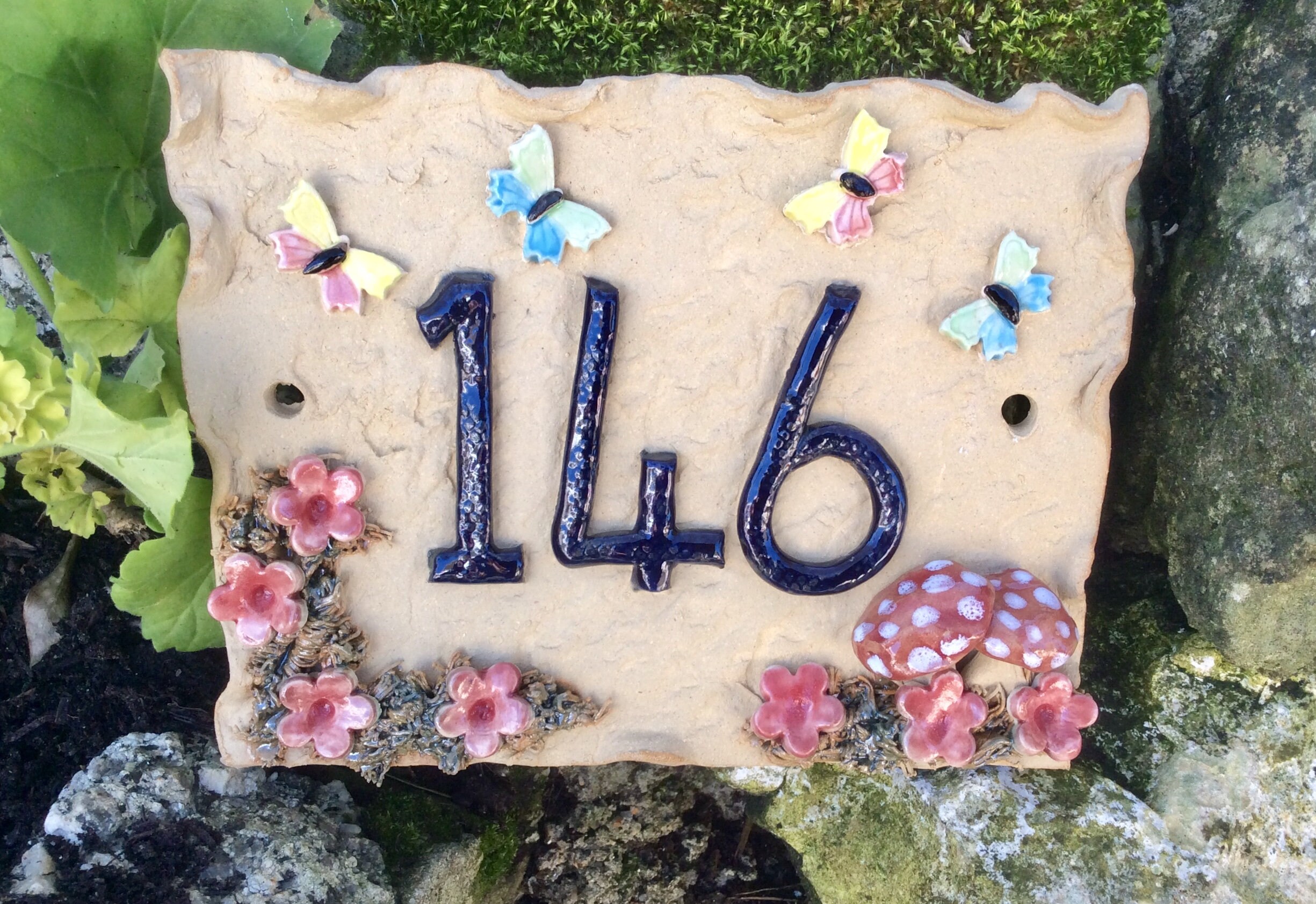 House Number Plaque, Ceramic Door Numbers, Yard Sign, Address Plaque ...