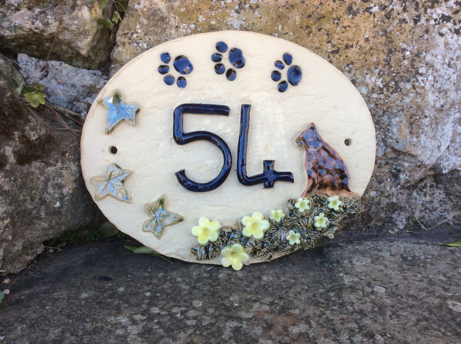 House Number Sign Ceramic House Plaque Housewarming or Gift | Etsy