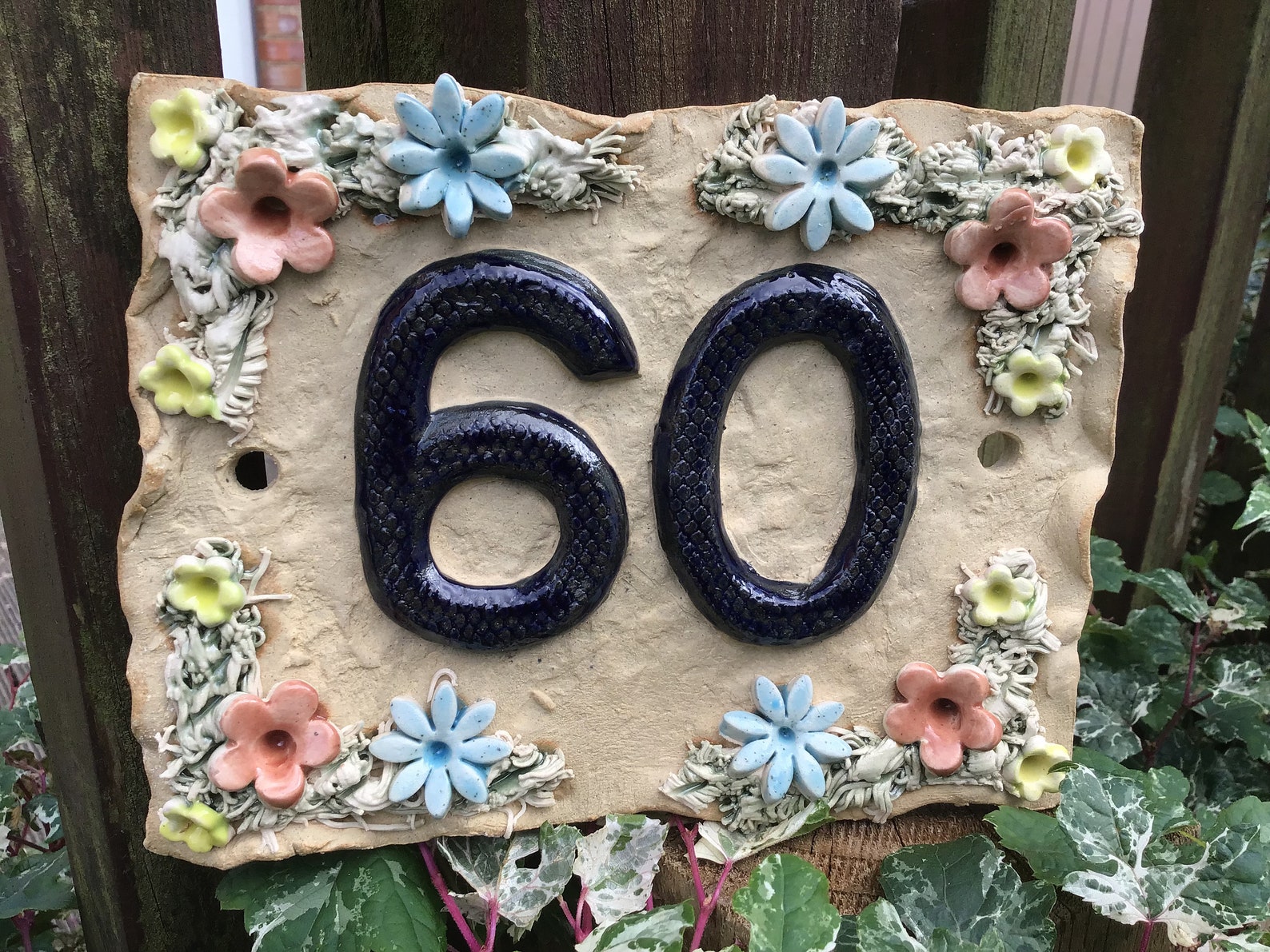 House Number Plaque, Ceramic Door Numbers, Yard Sign, Custom Handmade ...