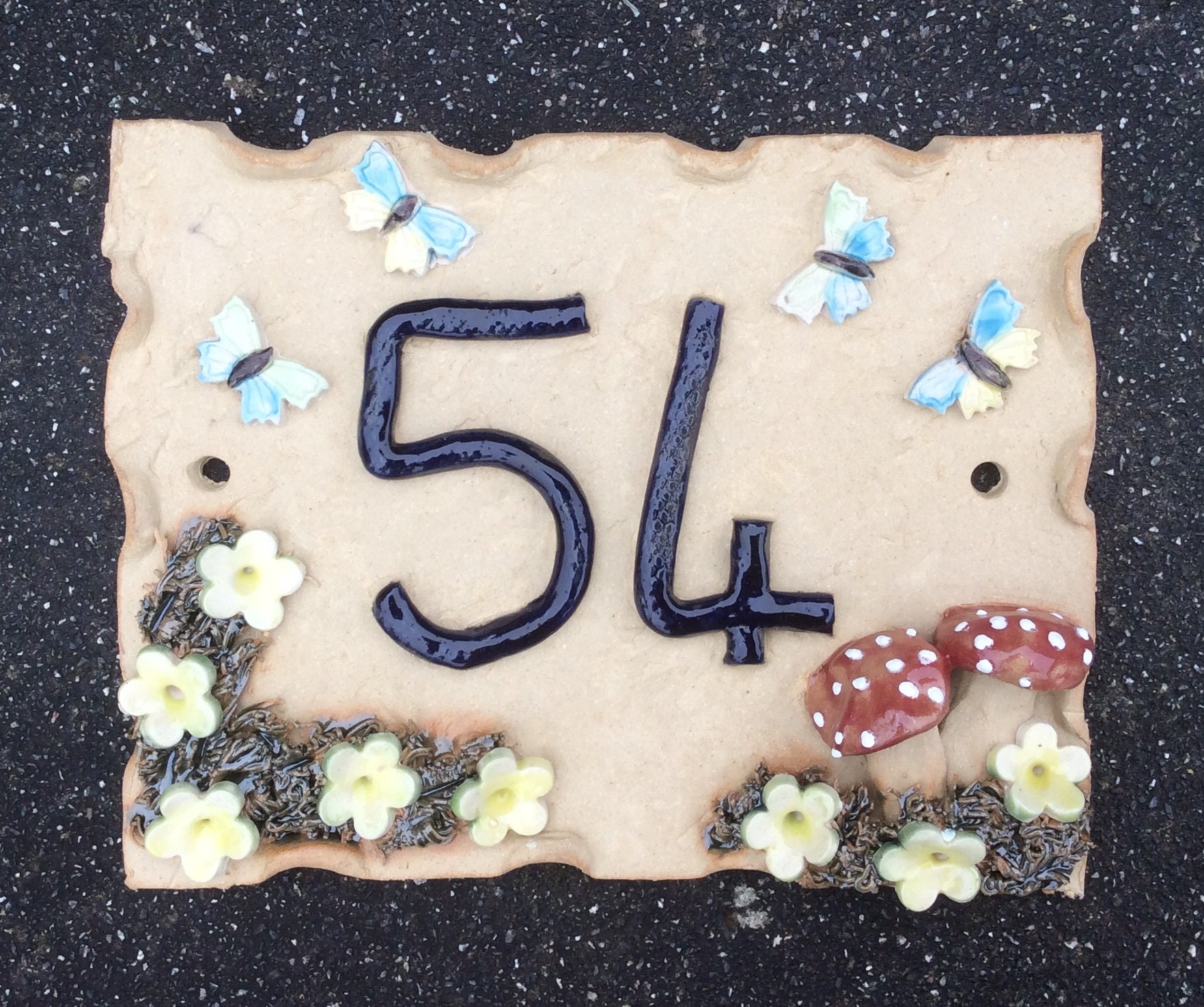 House Number Plaque, Ceramic Door Numbers, Yard Sign, Address Plaque ...