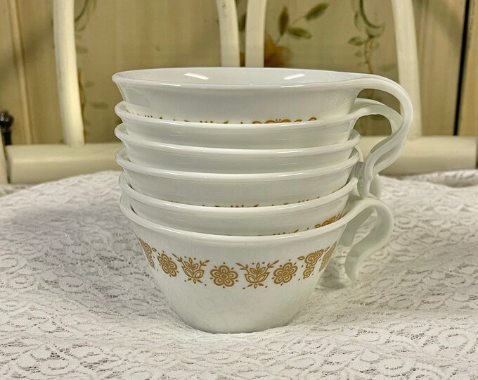 CORELLE “BUTTERFLY GOLD” Hook Handle Mugs. 1970s. Set of 6 #W - Etsy