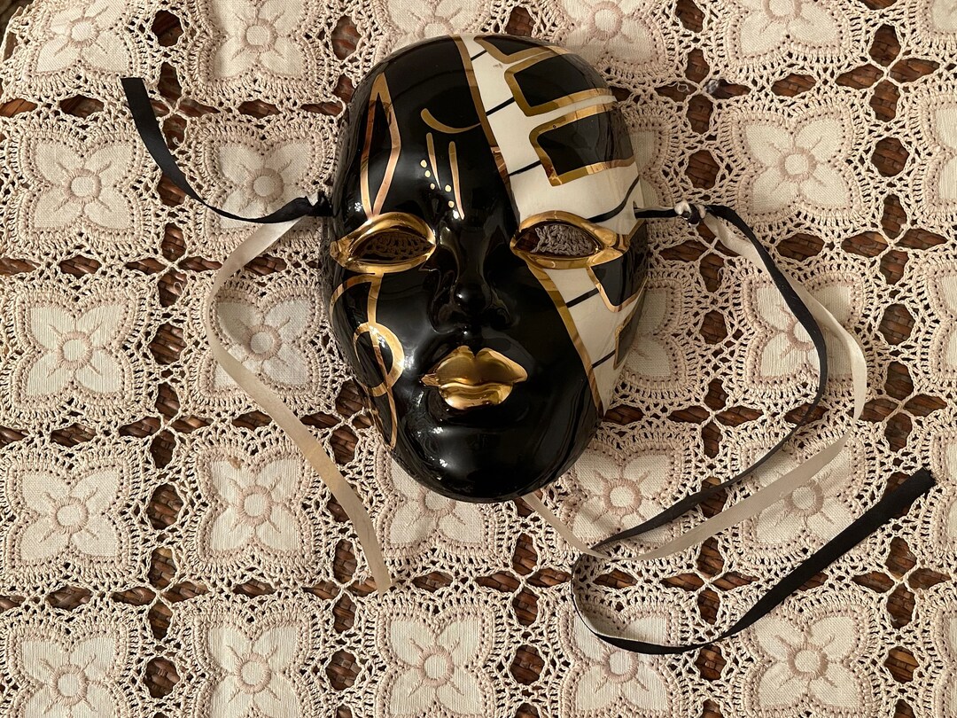 MARDI GRAS Mask…masquerade Mask…musical…glazed Ceramic…piano Keys ...