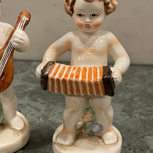 PORCELAIN MUSICAL CHERUB Figurines…set of 2…small Vintage Pair ...
