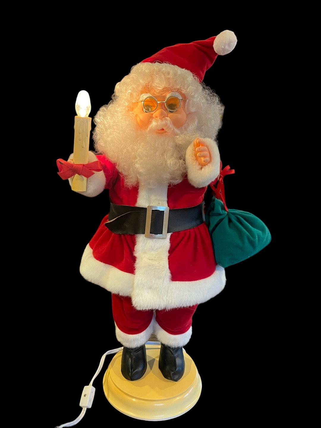 ANIMATED & ILLUMINATED Santa…rennoc…moving Santa Claus…light up Candle ...