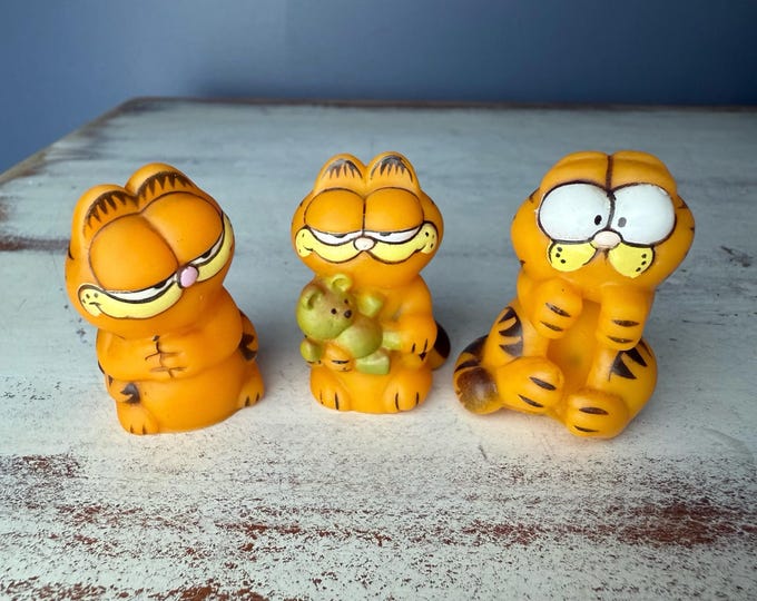 GARFIELD PENCIL Toppers…set of 3…rubber…iconic Cat…cat Collectible ...