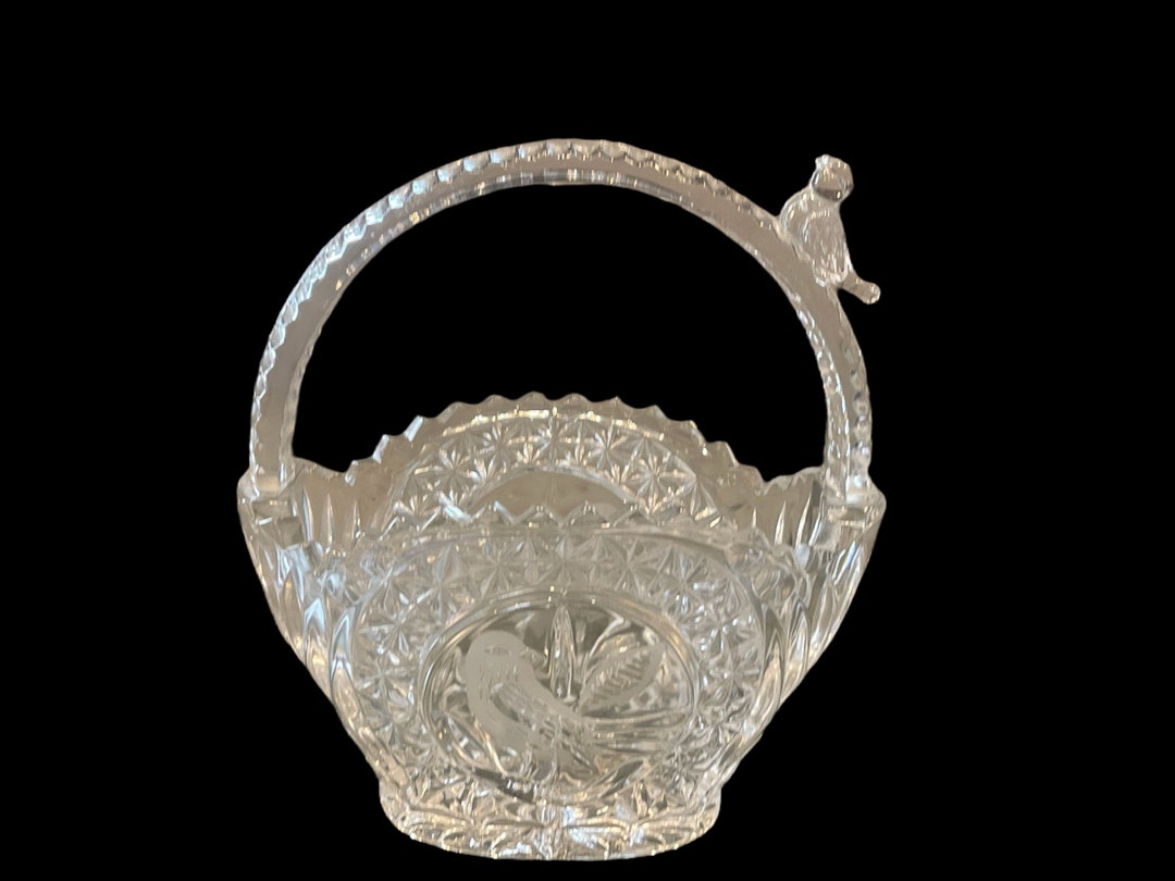 HOFBAUER BIRD Basket…the Byrdes Collection…crystal, Pressed and Etched ...
