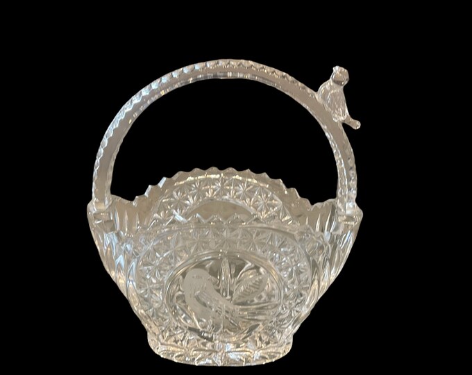 HOFBAUER BIRD Basket…the Byrdes Collection…crystal, Pressed and Etched ...