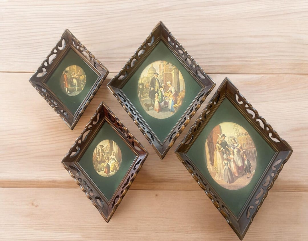 VICTORIAN WALL Hangings…vernon De Beauvoir Ward…set of 4…diamond Shaped ...