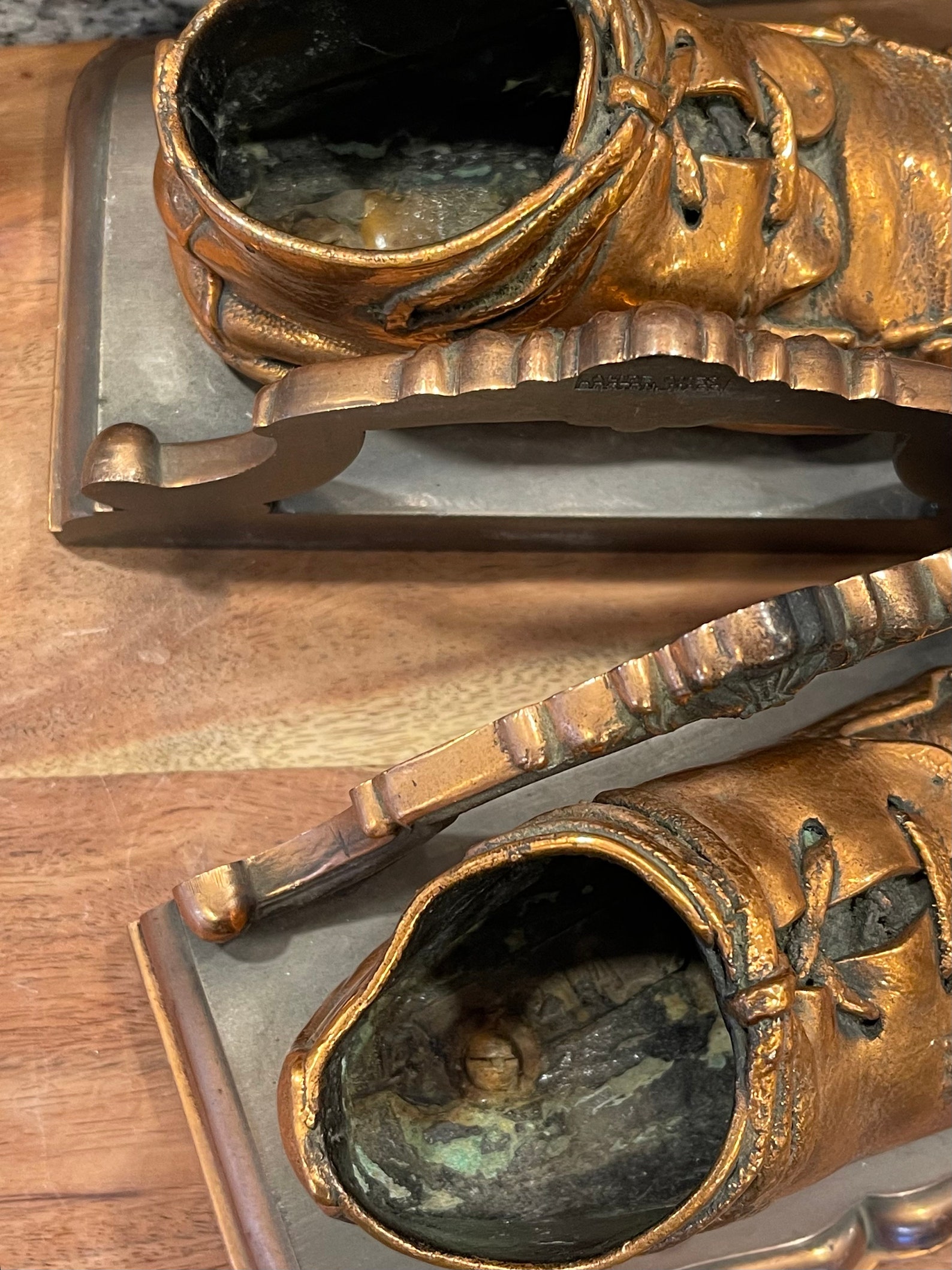 BRONZED BABY SHOE Bookends…retro Pair of Bronzed Lace up Walking Shoes ...