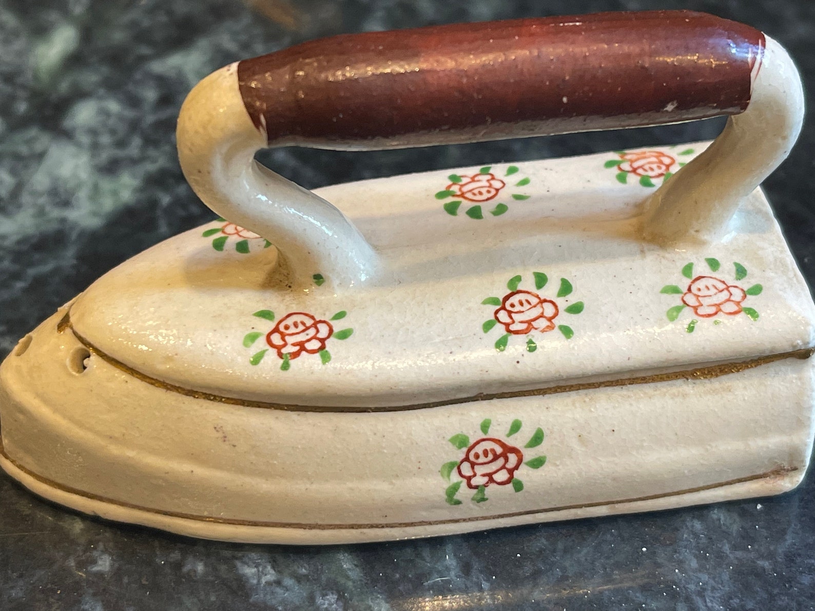 FLAT IRON Salt & Pepper Shakers…hand Painted…floral Design…colored Top ...