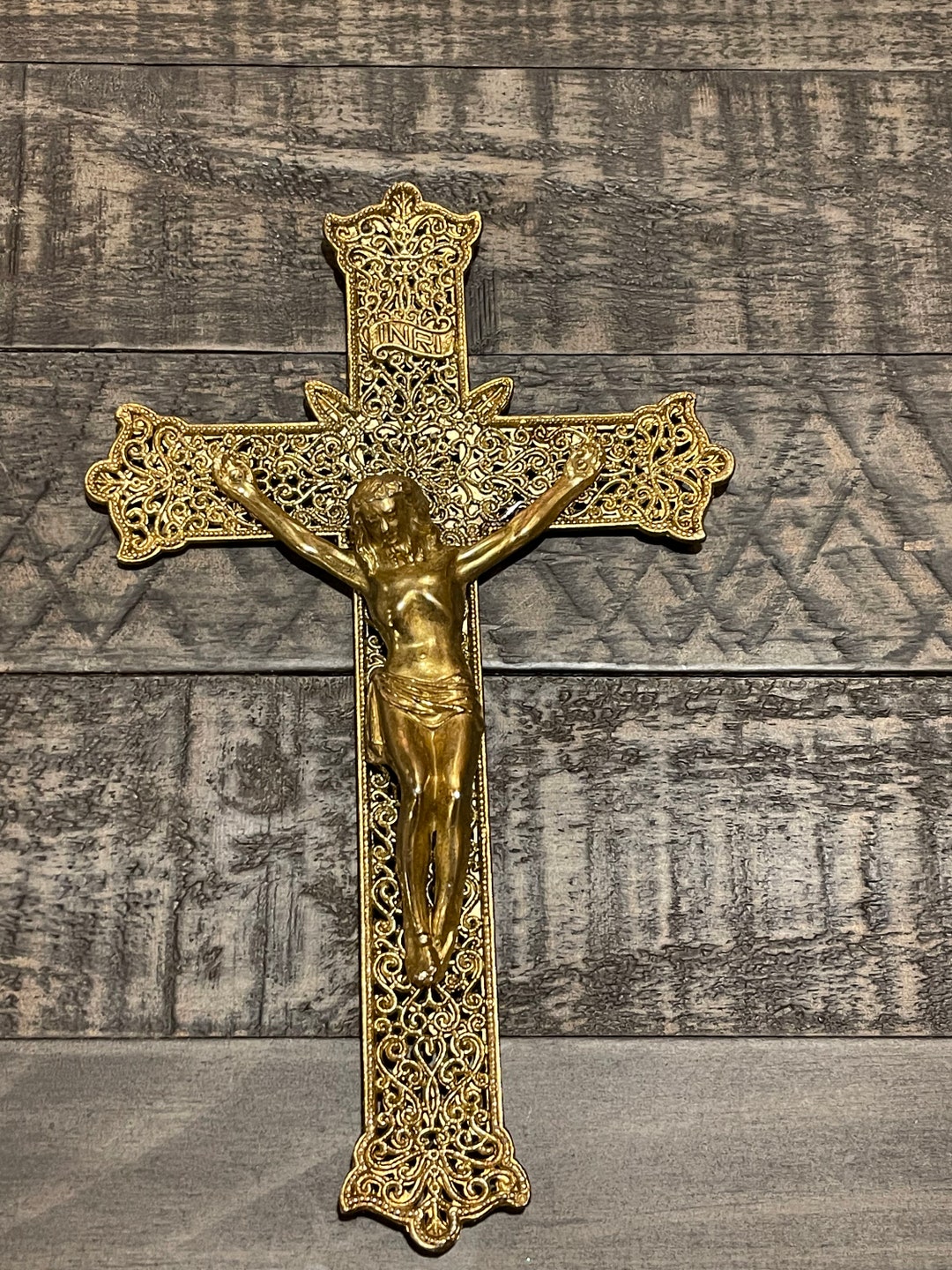 INRI METAL Crucifixjesus on the Crossfiligreegallo Co - Etsy