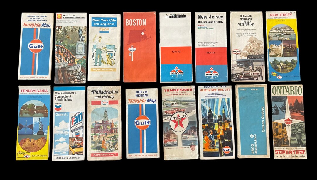 GAS STATION Maps…service Station Road Maps…set of 16…fold Out Paper ...